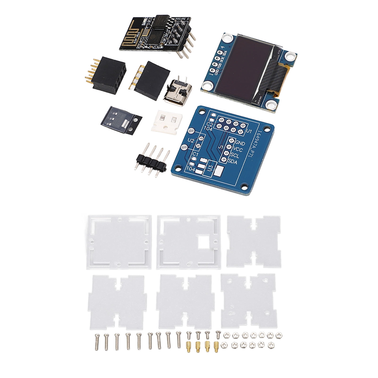 Mini Clock Kit Acrylic Shell Organic Light Emitting Diode Display DIY ...