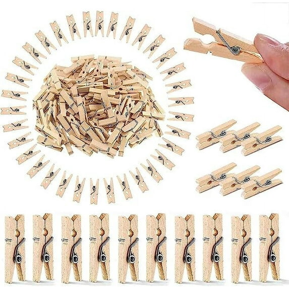 Mini Clothes Pins, 100 Pcs Small Wooden Clothes Pins, Size 25 Mm ...