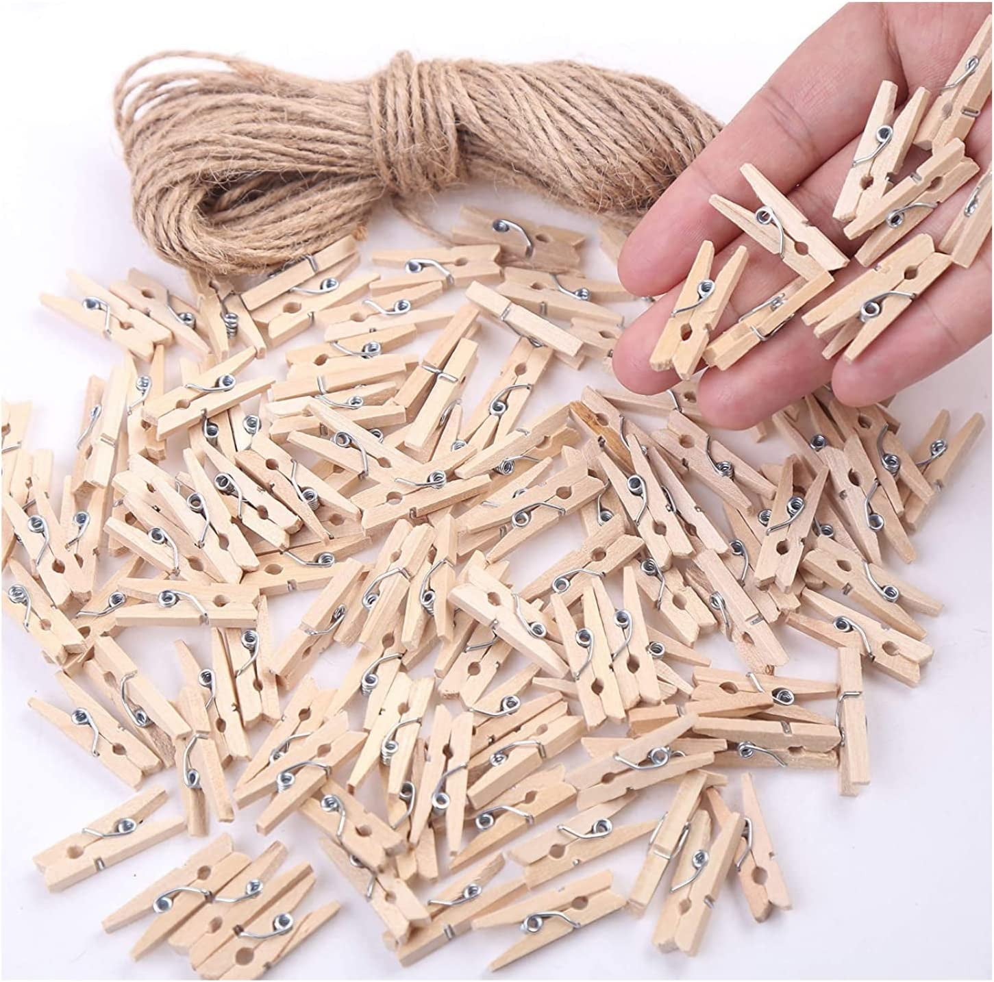 Mini Clothes Pins for Photo, Small Clothespins 200 pcs 1" Natural ...