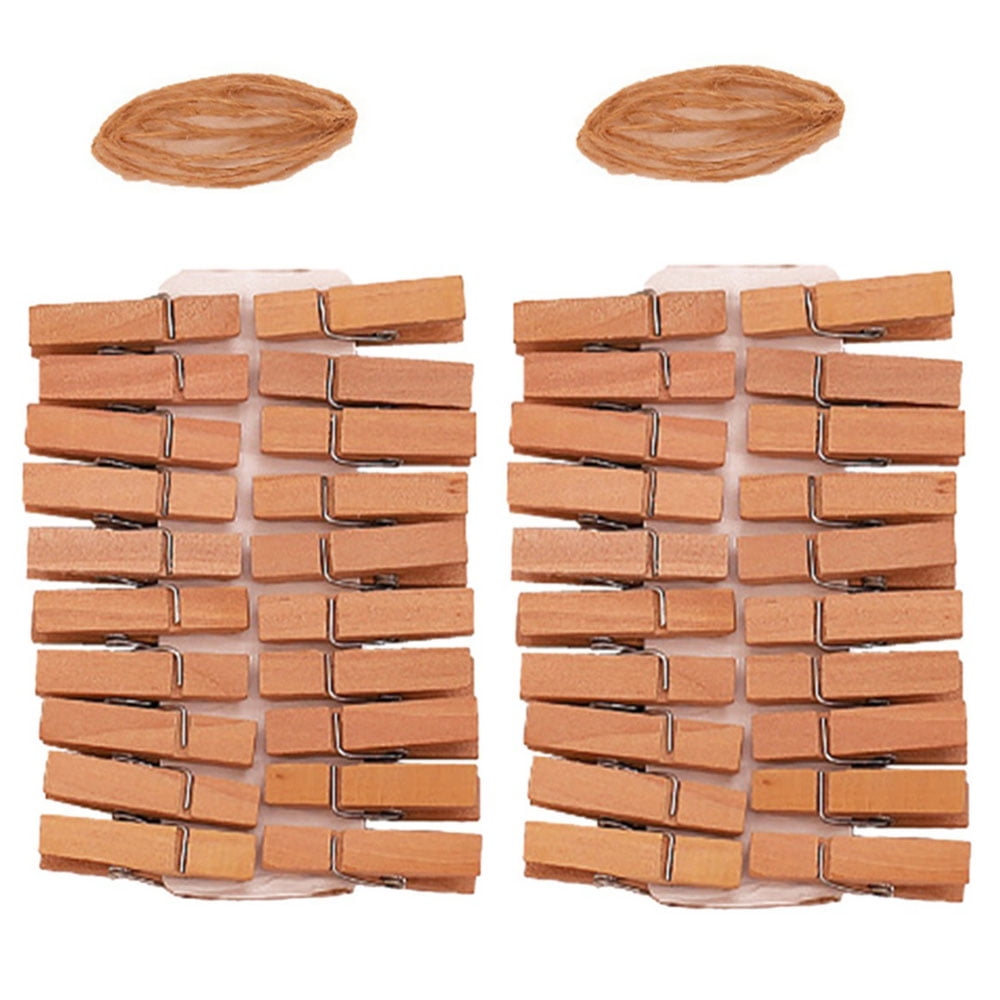 Mini Clothespins for Photo,40 Pack Wooden Small Clothes Pin with Twine ...