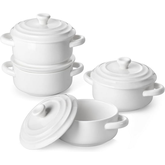 Mini Cocotte Set - 14 OZ Small Casserole Dishes with and Handles ...