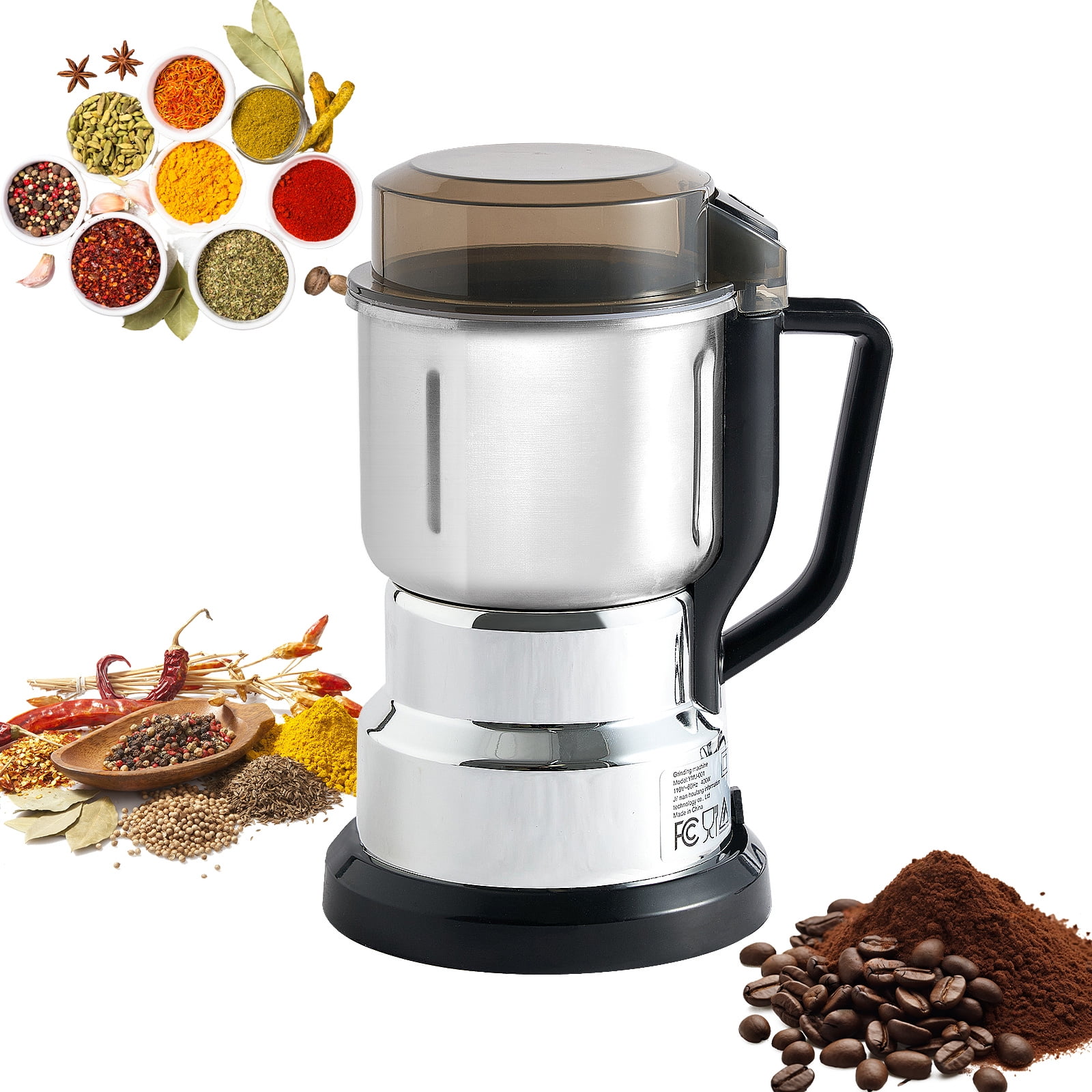 WHT MAKER Mini Coffee Grinder, Stainless Steel Electric 400W Ultrafine ...
