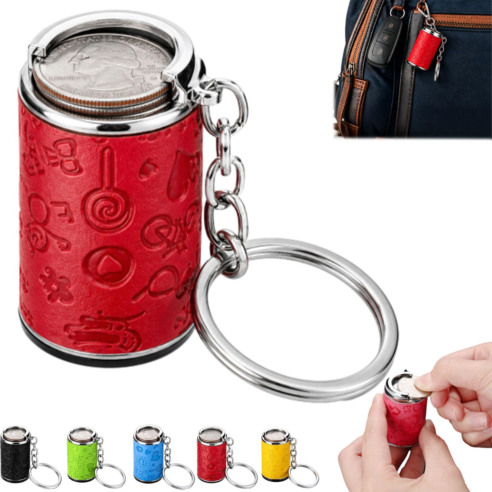 Mini Coin Storage Keychain, Portable Coin Holder with Snap Closure and ...