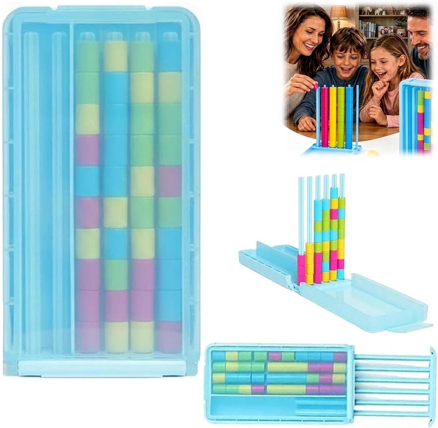 Mini Color Stack Challenge Portable Brain Teaser Travel Game with 40 ...