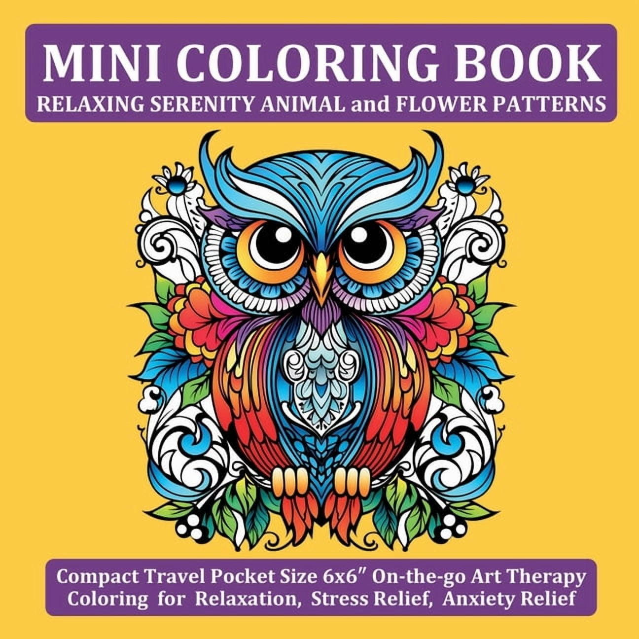 Mini Coloring Book Relaxing Serenity Animal and Flower Patterns ...
