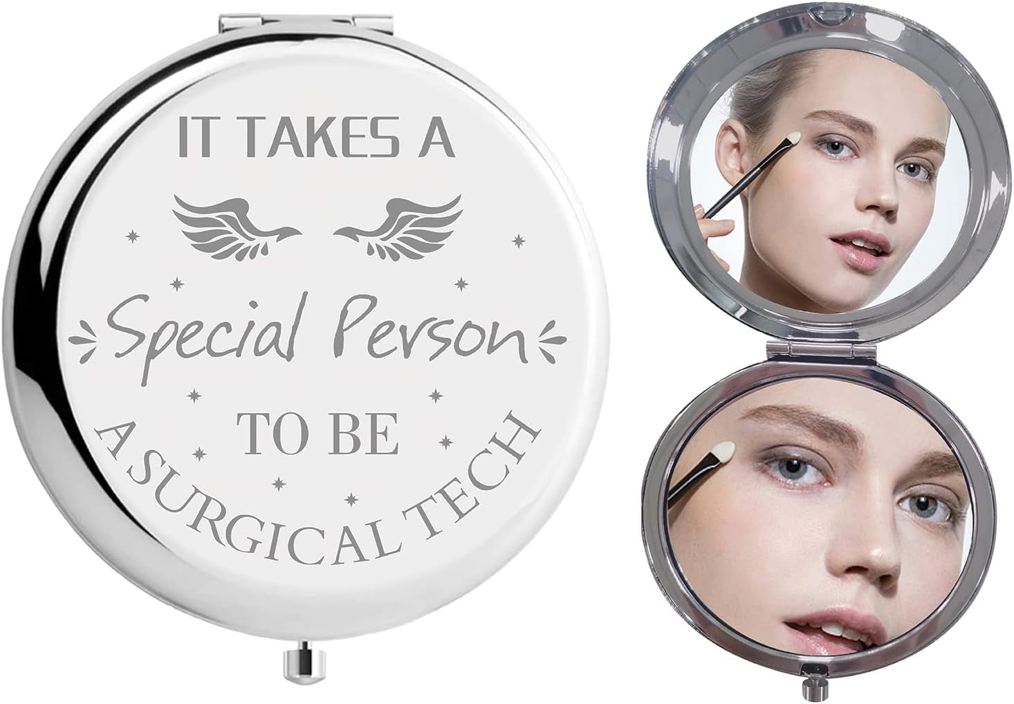 Mini Compact Mirror Silver Engraved Makeup Mirror-It Takes to Special ...