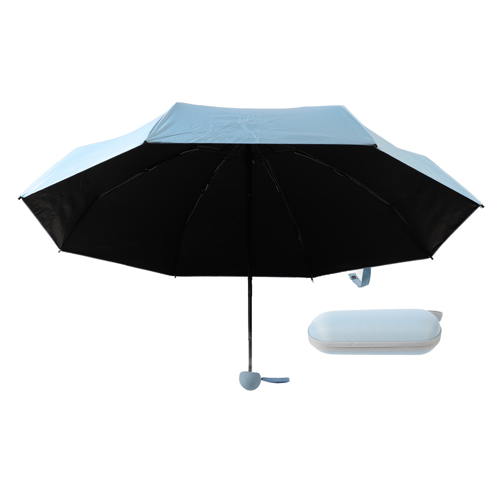 Mini Compact Sky Blue Umbrella for Sun and Rain, Foldable with 8 Ribs ...