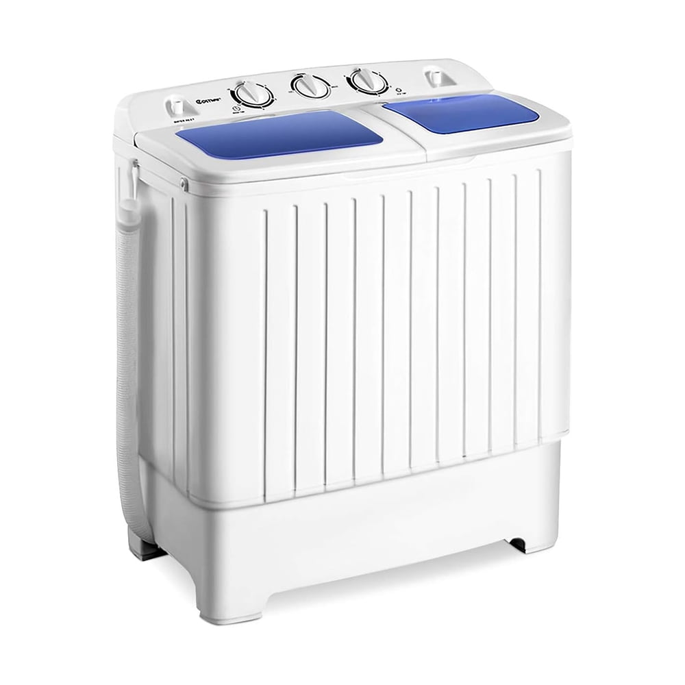 Mini Compact Twin Tub Washing Machine, 20lbs Washer Spinner with Filter ...