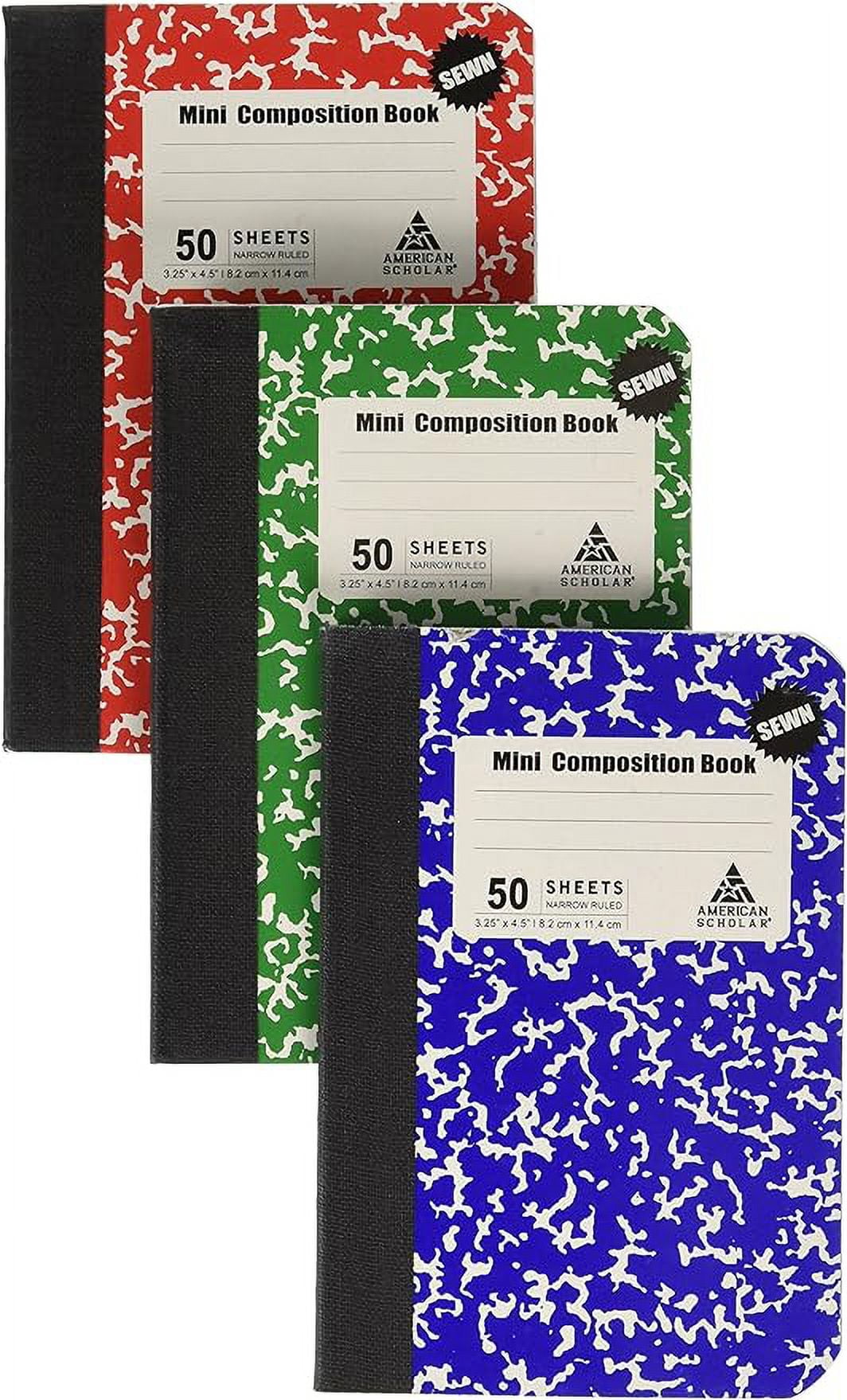 Mini Composition Book, Note Pad, 3 Pack In 3 Different Color Red, Green ...