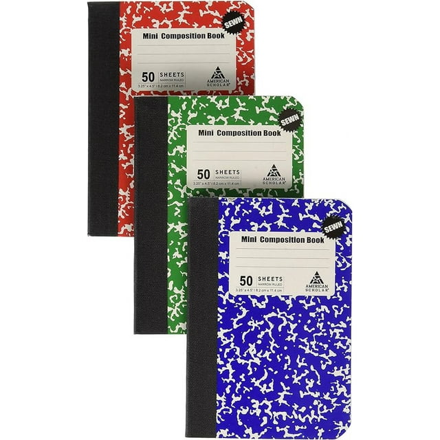 Mini Composition Book, Note Pad, 3 Pack In 3 Different Color Red, Green ...