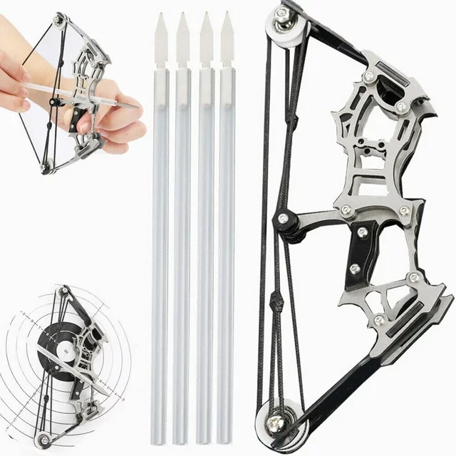 Mini Compound Bow Kit Arrows 6 Inches, Bow Pocket Archery Toy Gift,Target Shooting,Short Axis ...