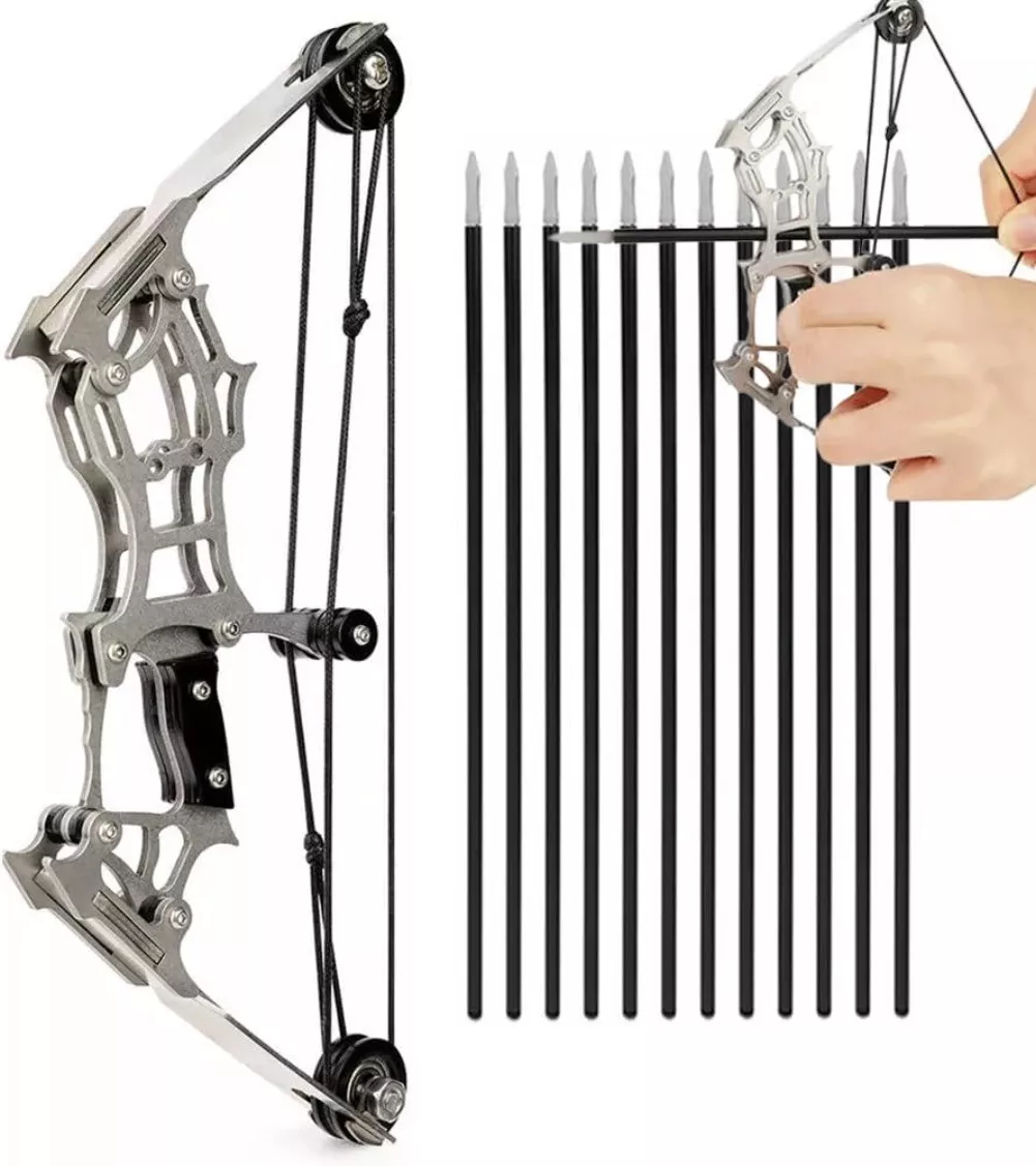 Mini Compound Bow and Arrow Set with 12 Arrows Mini Archery Bow ...