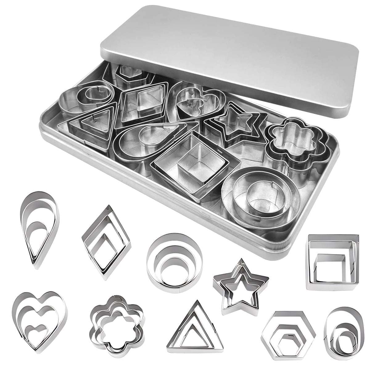 Mini Cookie Cutter Set with Box,Small Stainless Steel for Baking Veggie ...
