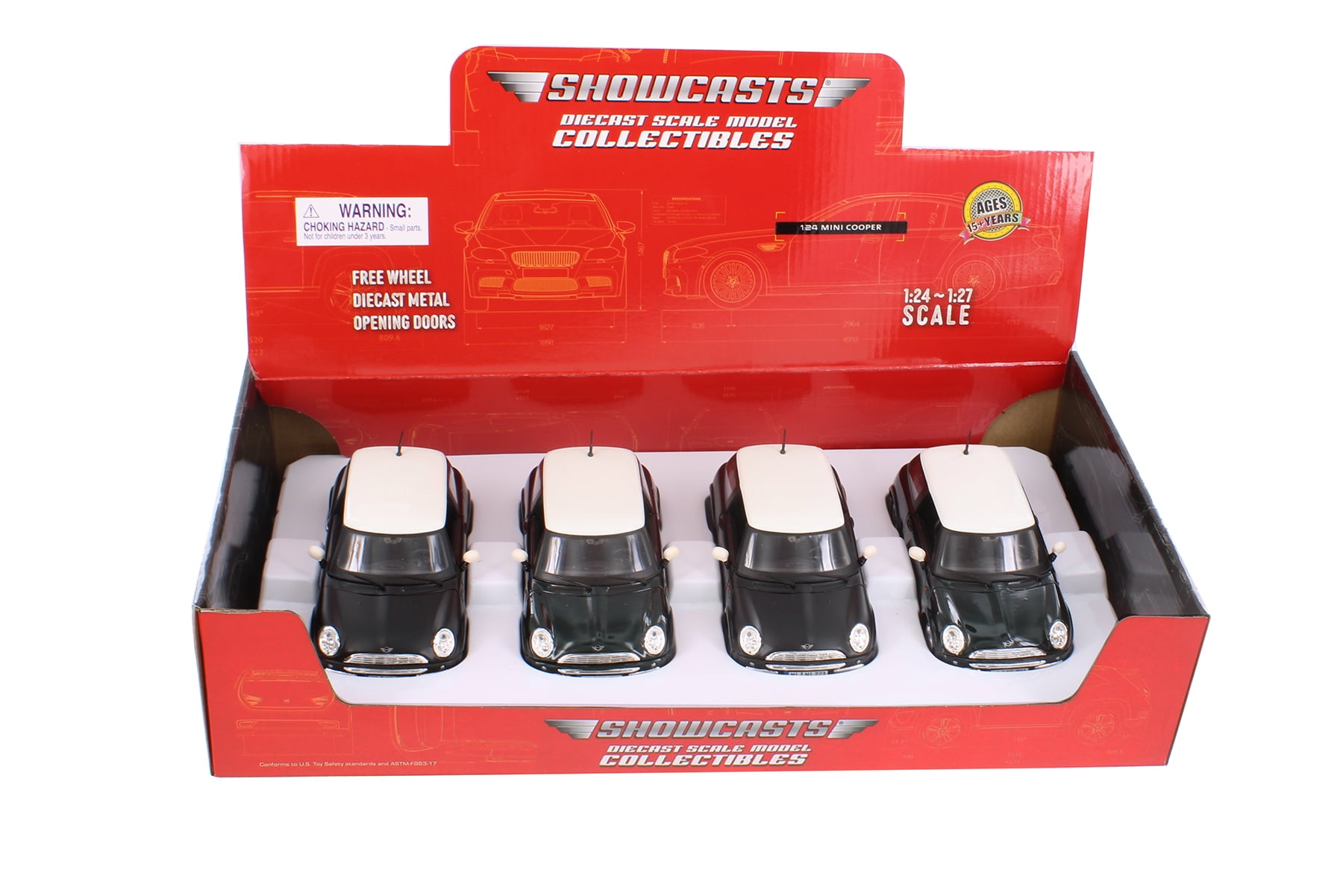 Mini Cooper, Black - Showcasts 37219 - 1/24 Scale Set of 4 Diecast ...