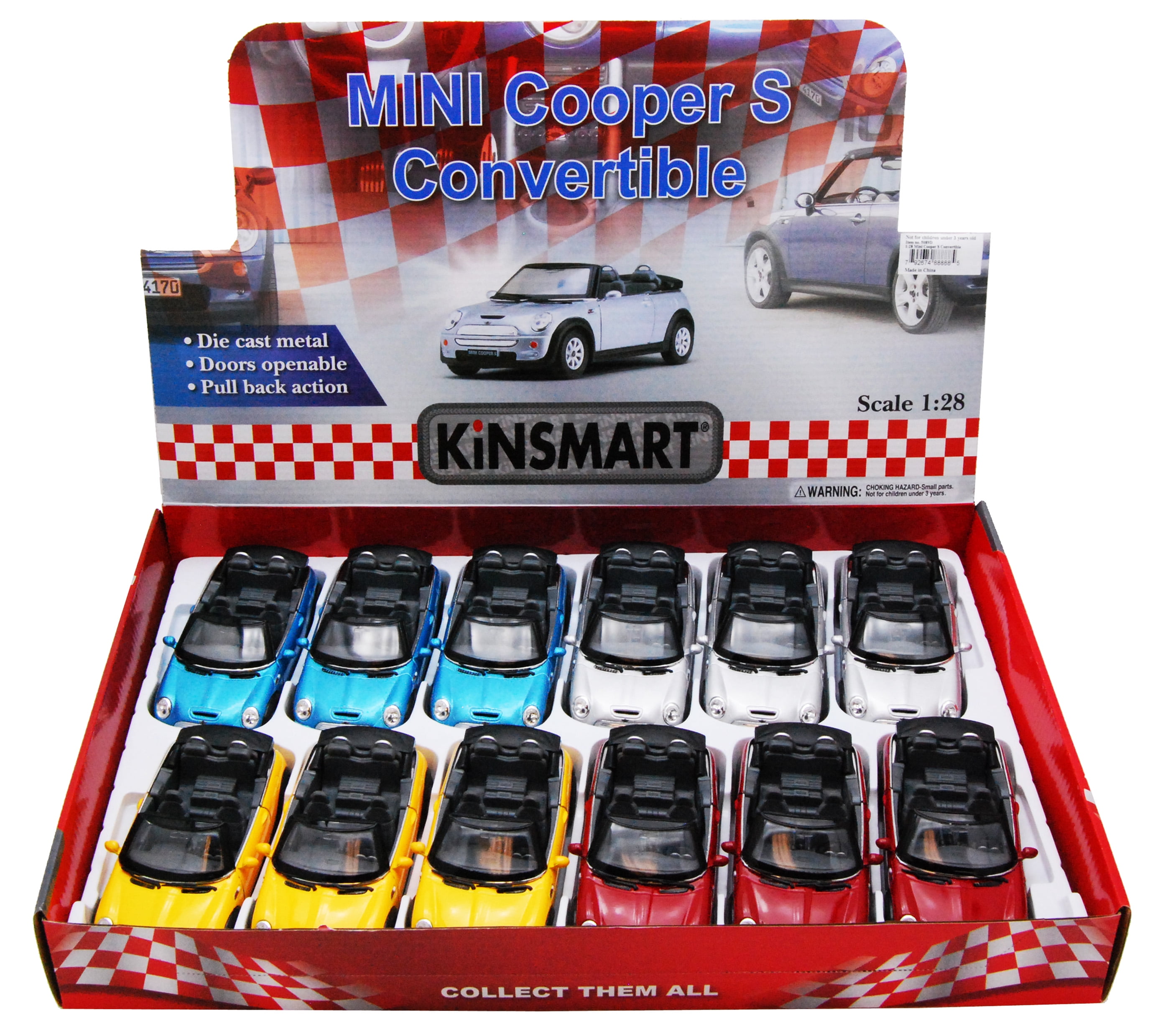 Mini Cooper S Convertible Diecast Car Package - Box of 12 1/28 scale ...
