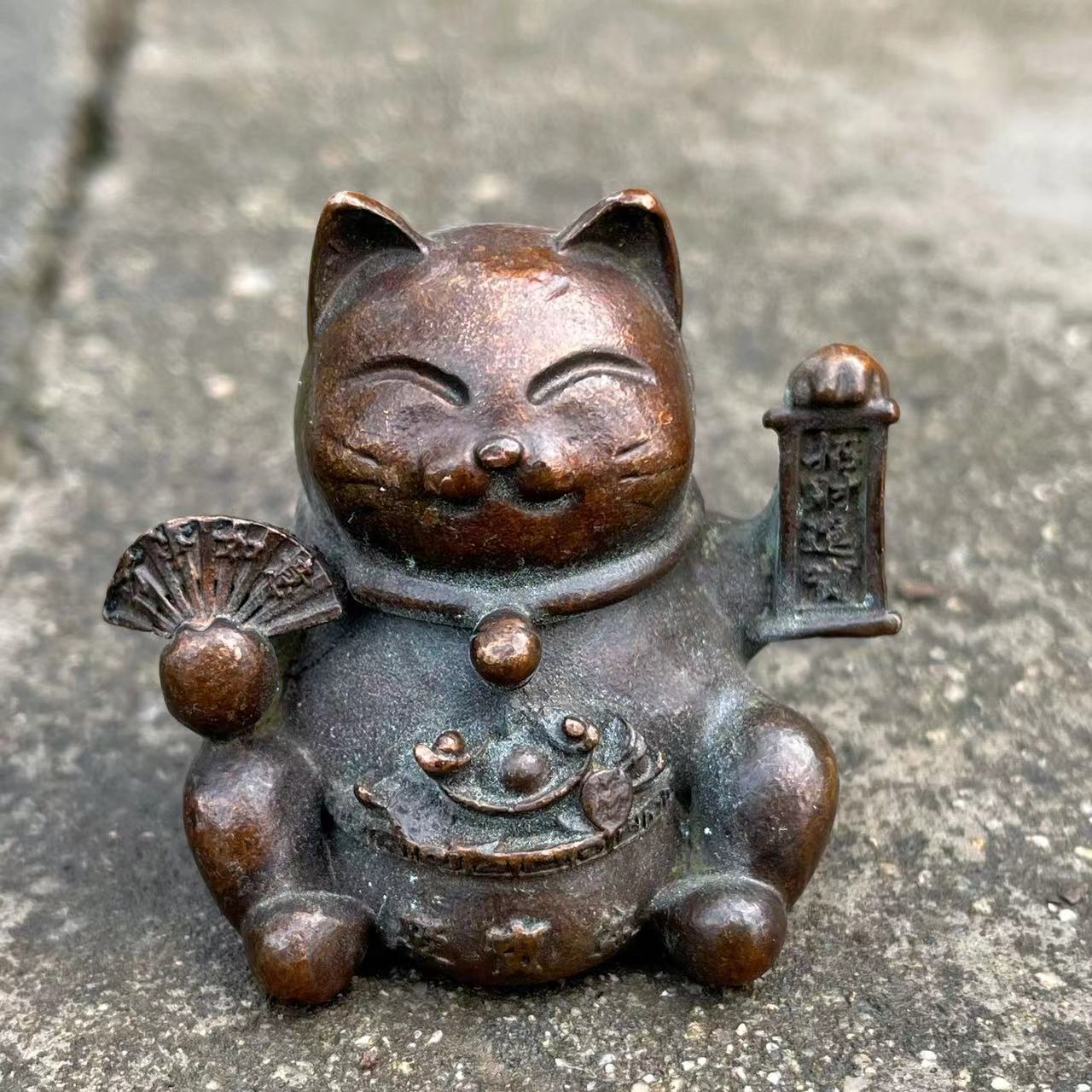 Mini Copper wealth Cat Sculpture Animal Lifelike Animal Statue Feng ...