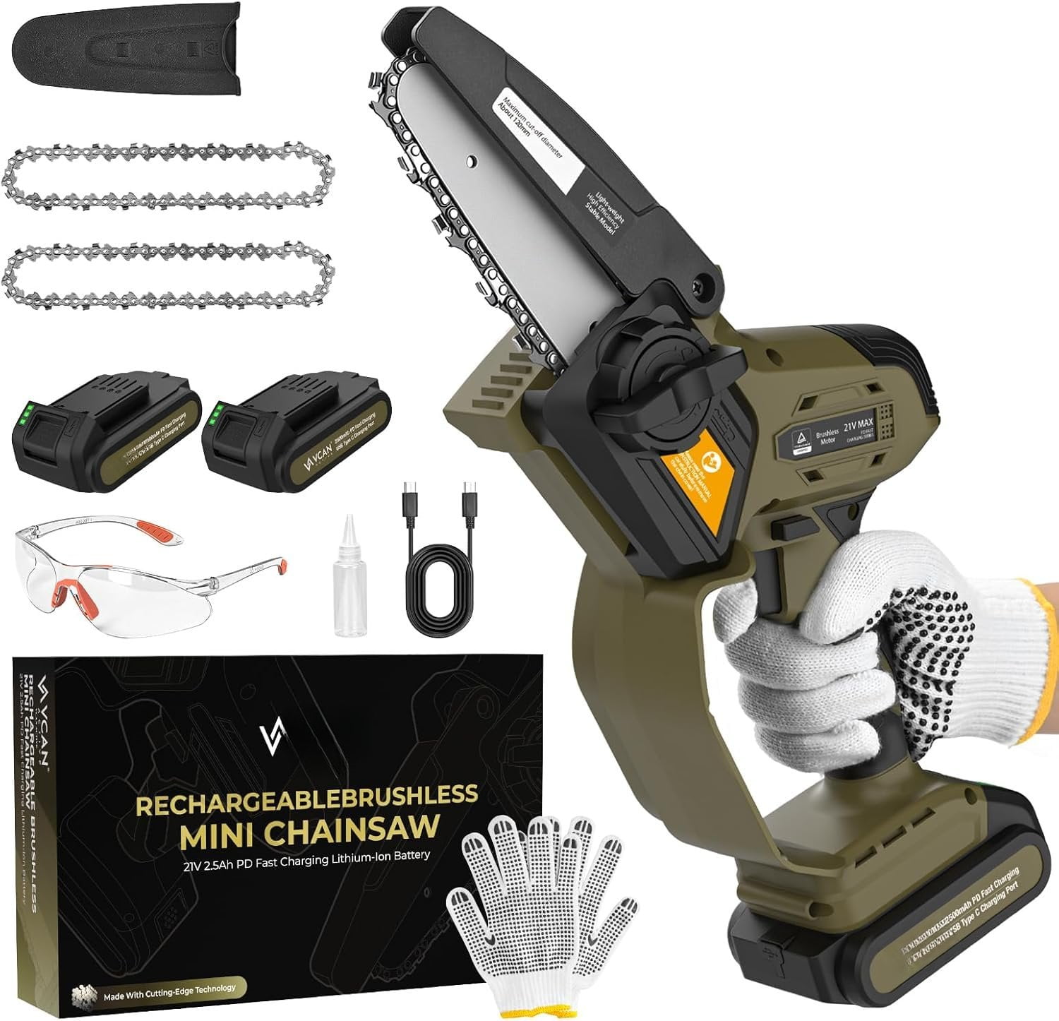 Mini Cordless, 21V 5" Portable Cordless, Handheld Small Chain with 2x2 ...