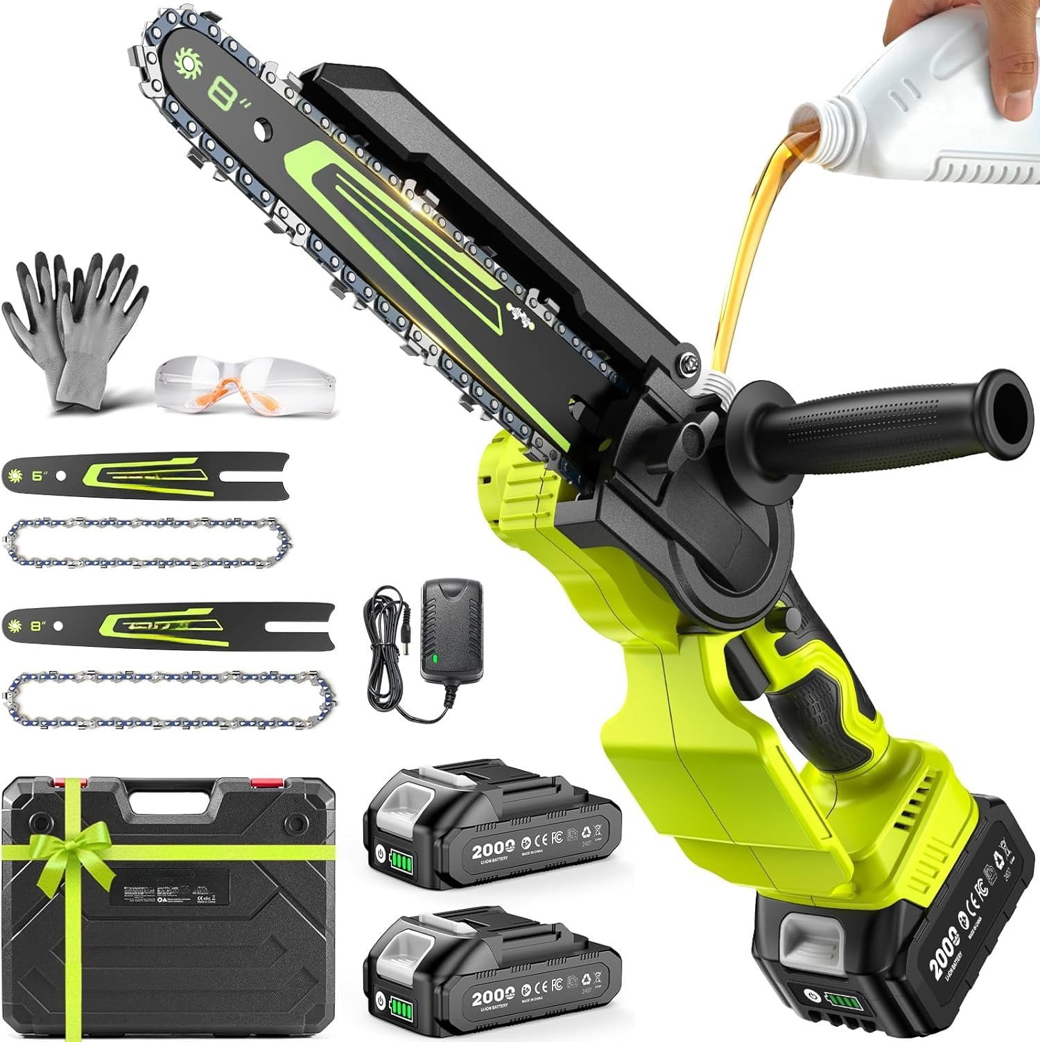 Mini Cordless, 8 Inch & 6 Inch , 1000W Handheld Power Chain with 2 ...