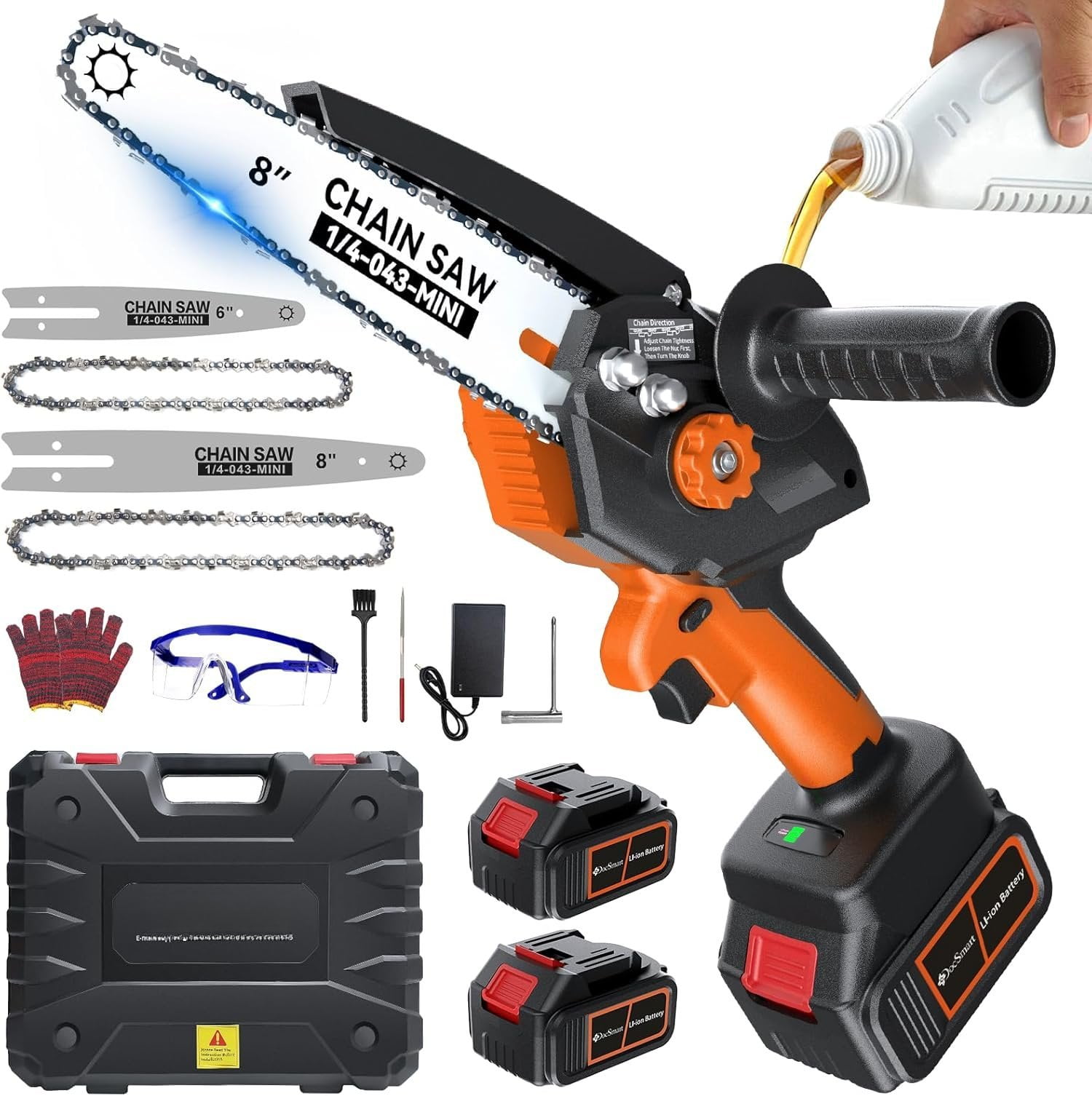 Mini Cordless, 8 inch & 6 inch Chain with 2 count 4000mAh , Handheld ...