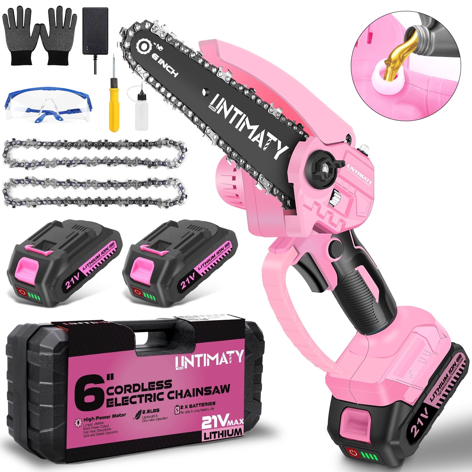 "UNTIMATY 6"" Rechargeable Mini Chainsaw with 2 Batteries, Portable ...