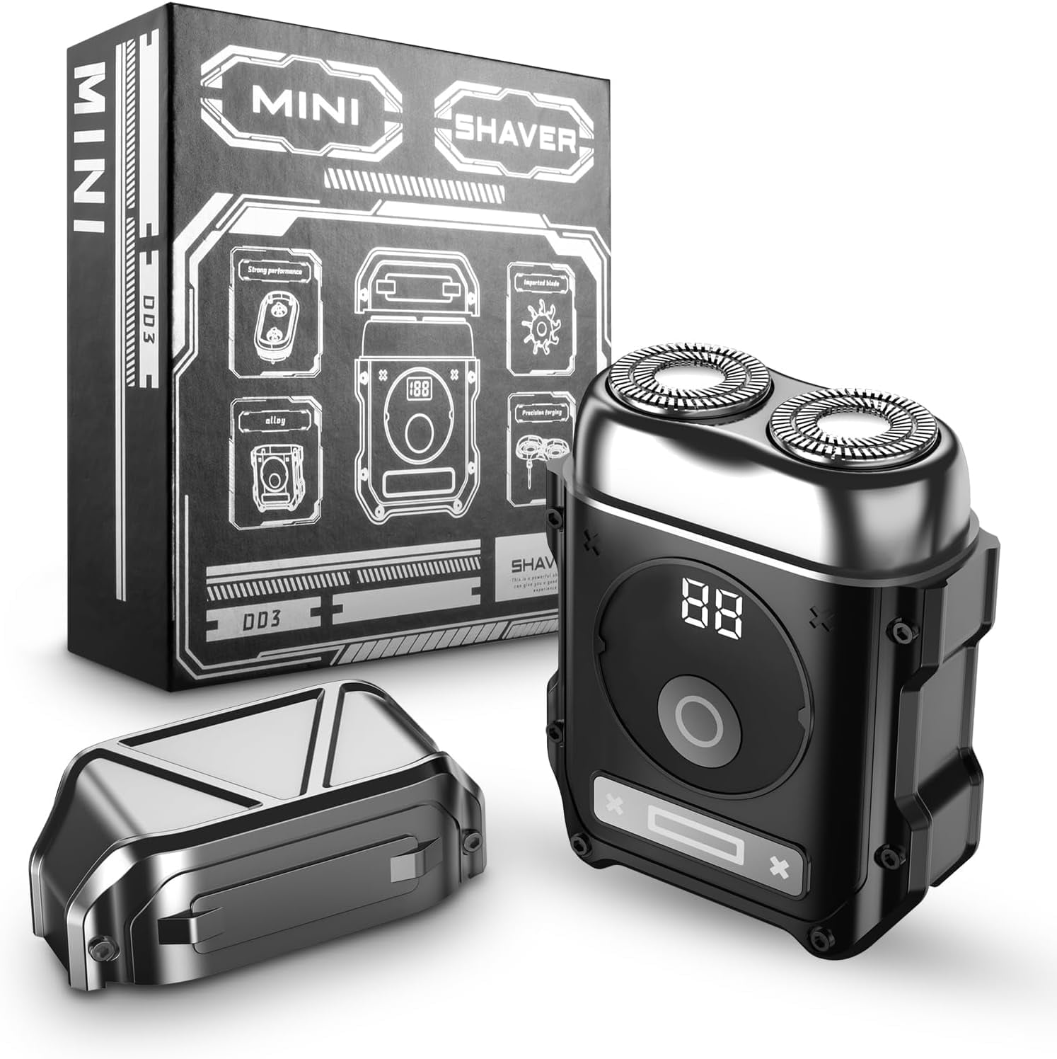 Mini Cordless Rotary Electric Razor for Men - All Metal Body, Magnetic ...