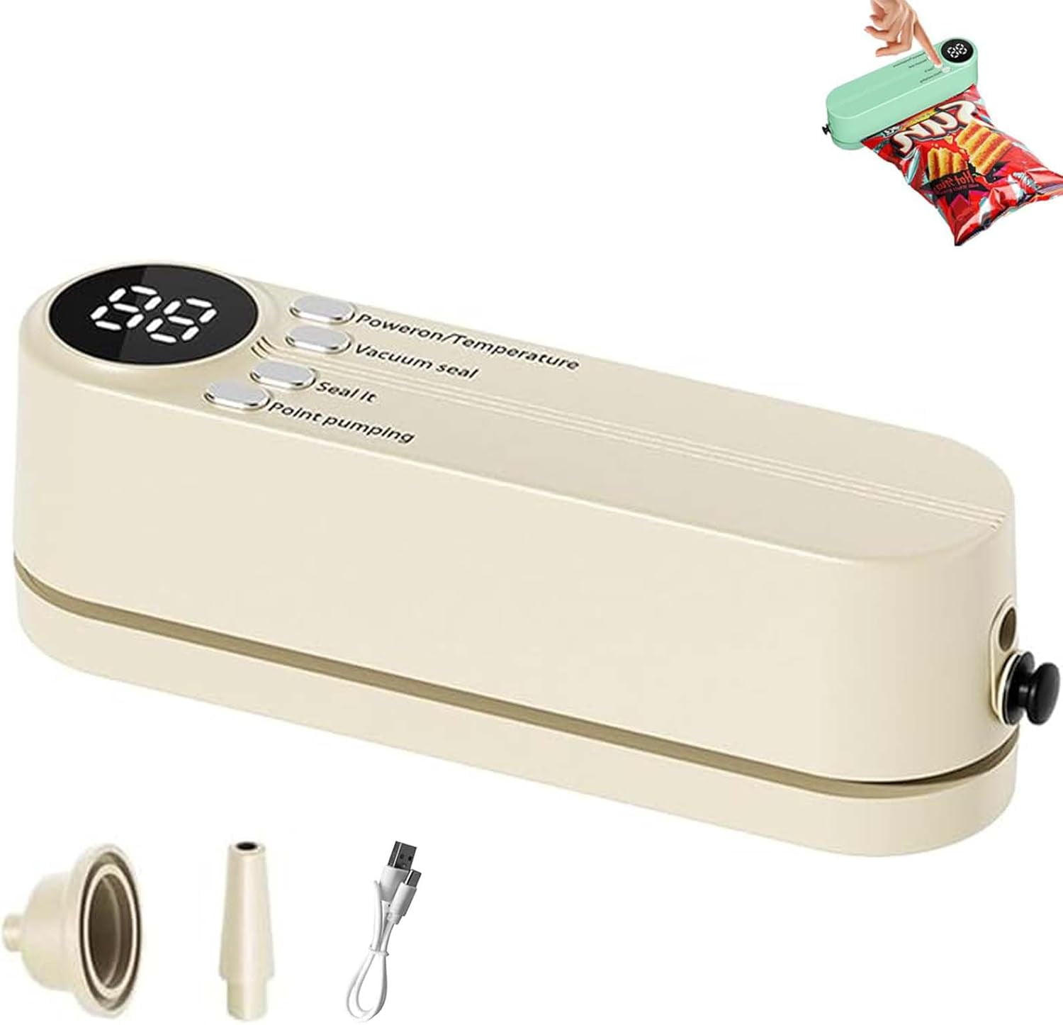 Mini Cordless Vacuum Sealer, Cordless Handheld Vacuum Sealer, 3-in-1 Cordless Mini, For Candies ...