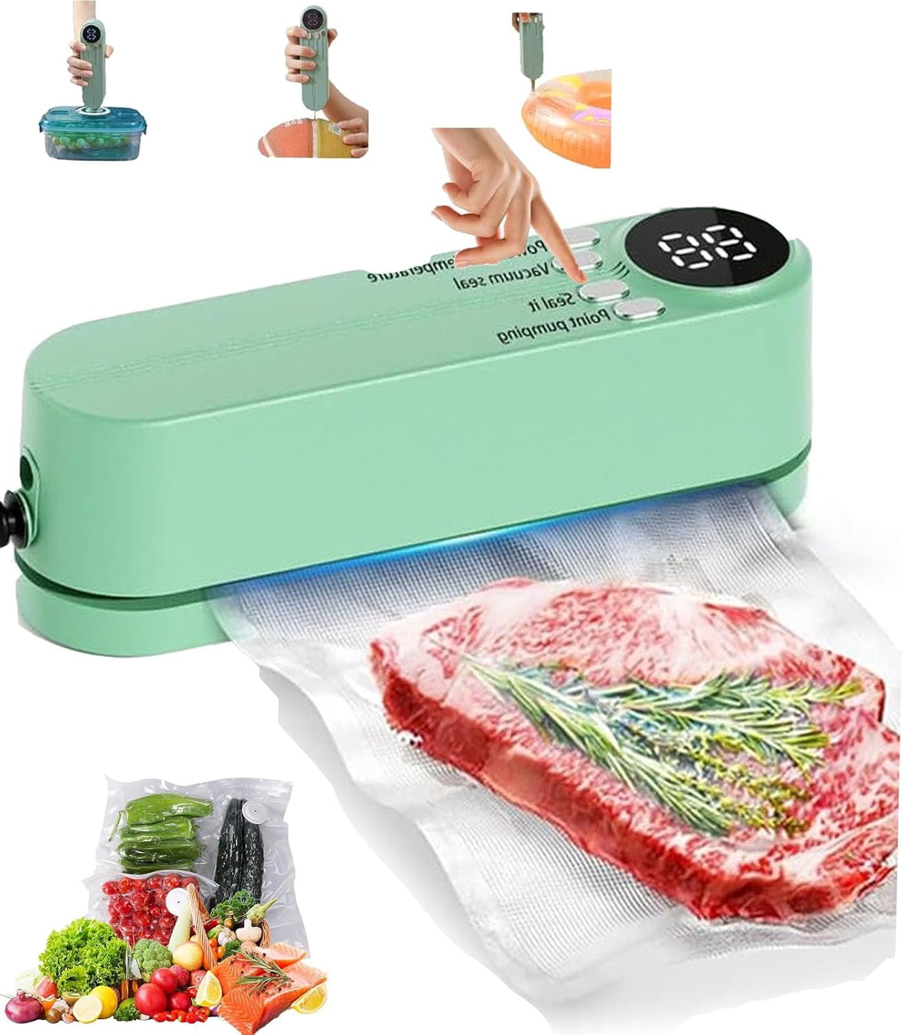 Mini Cordless Vacuum Sealer, Rechargeable Mini Bag Sealer Snack Bag Sealing Machine with ...