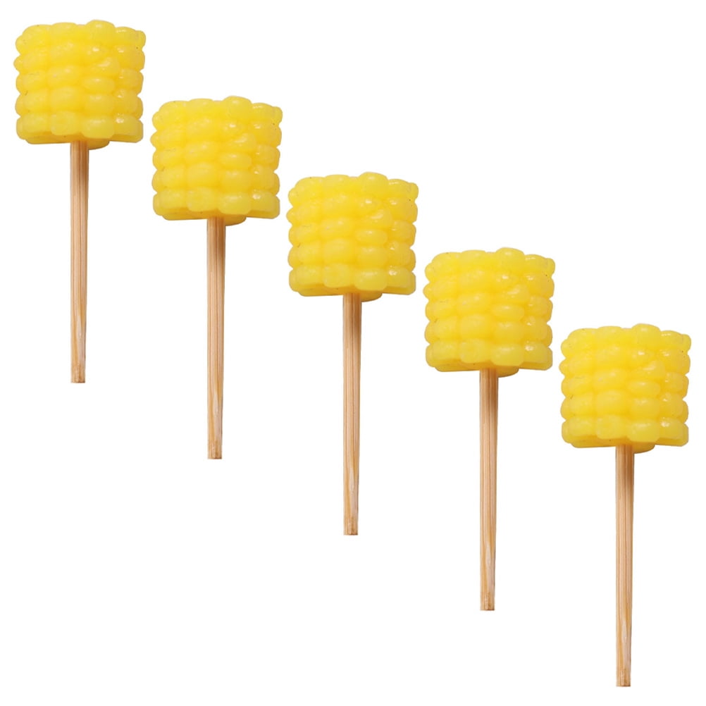 Mini Corn on The Cob Miniature Fruit Decoration 5 Pcs Rubber Wooden ...
