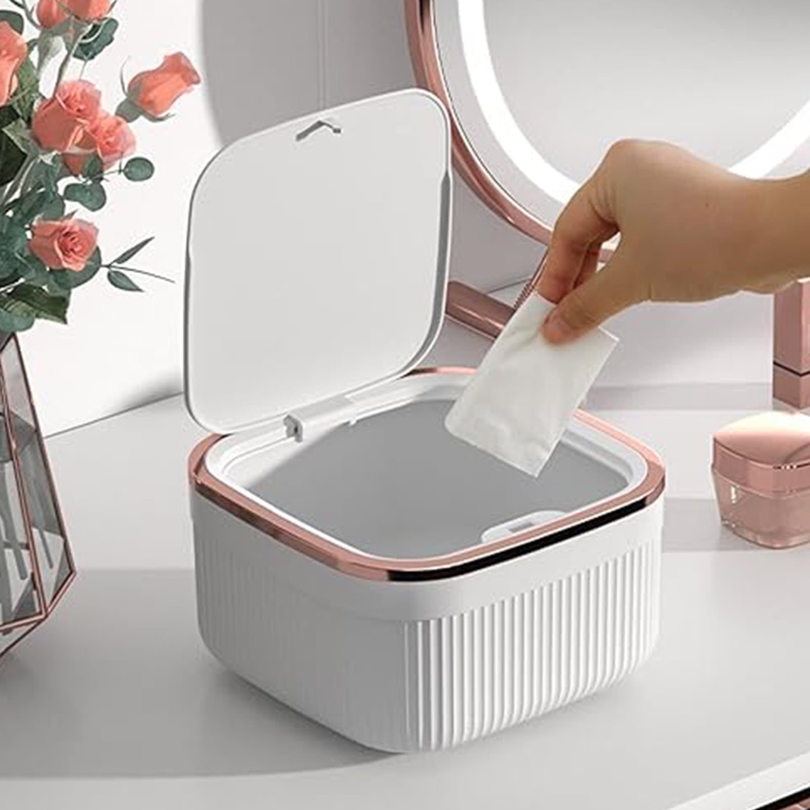 Mini Countertop Trash can，Mini Desktop Wastebasket with Lid，Tiny ...