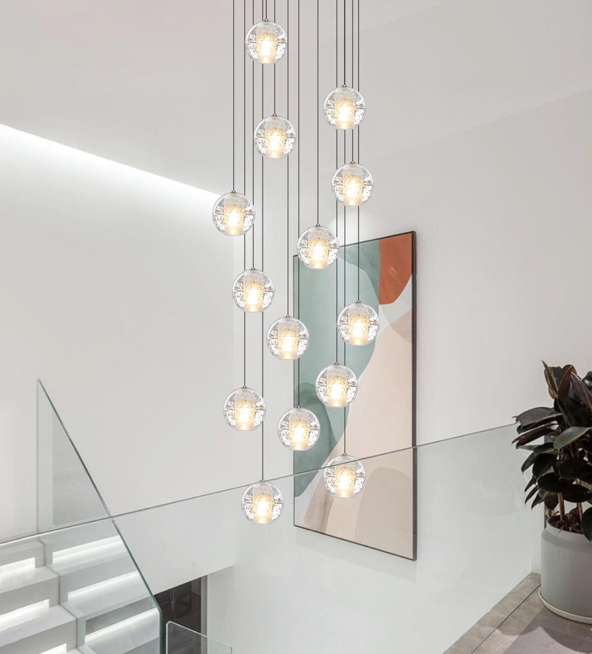 Mini Crystal Chandelier Modern Stairwell Chandelier LED Pendant Light ...