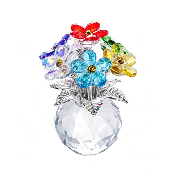 Mini Crystal Flower Vase Ornament – Sparkly Glass Floral Figurine for ...