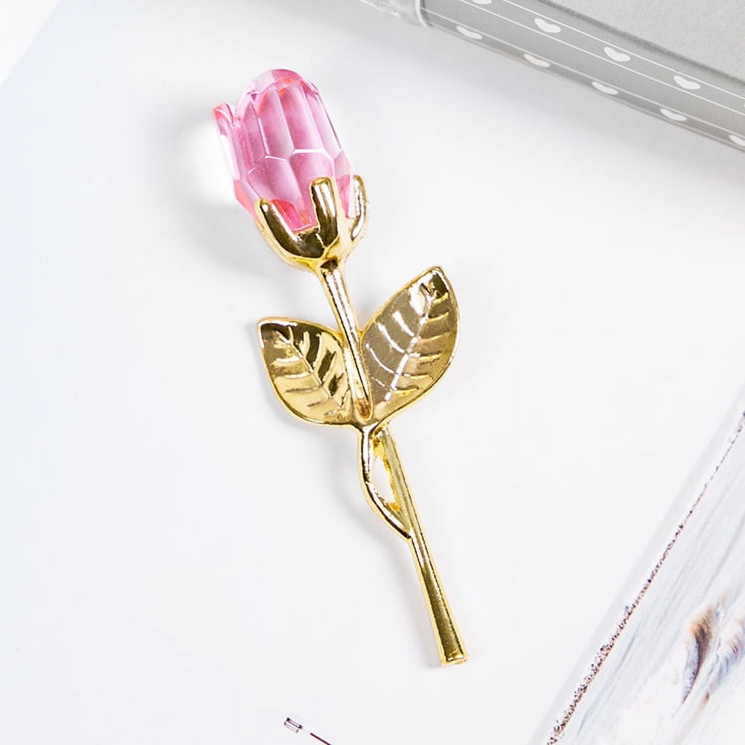 Mini Crystal Glass Rose Flower Long Stem for Valentine's Day, Mother's ...