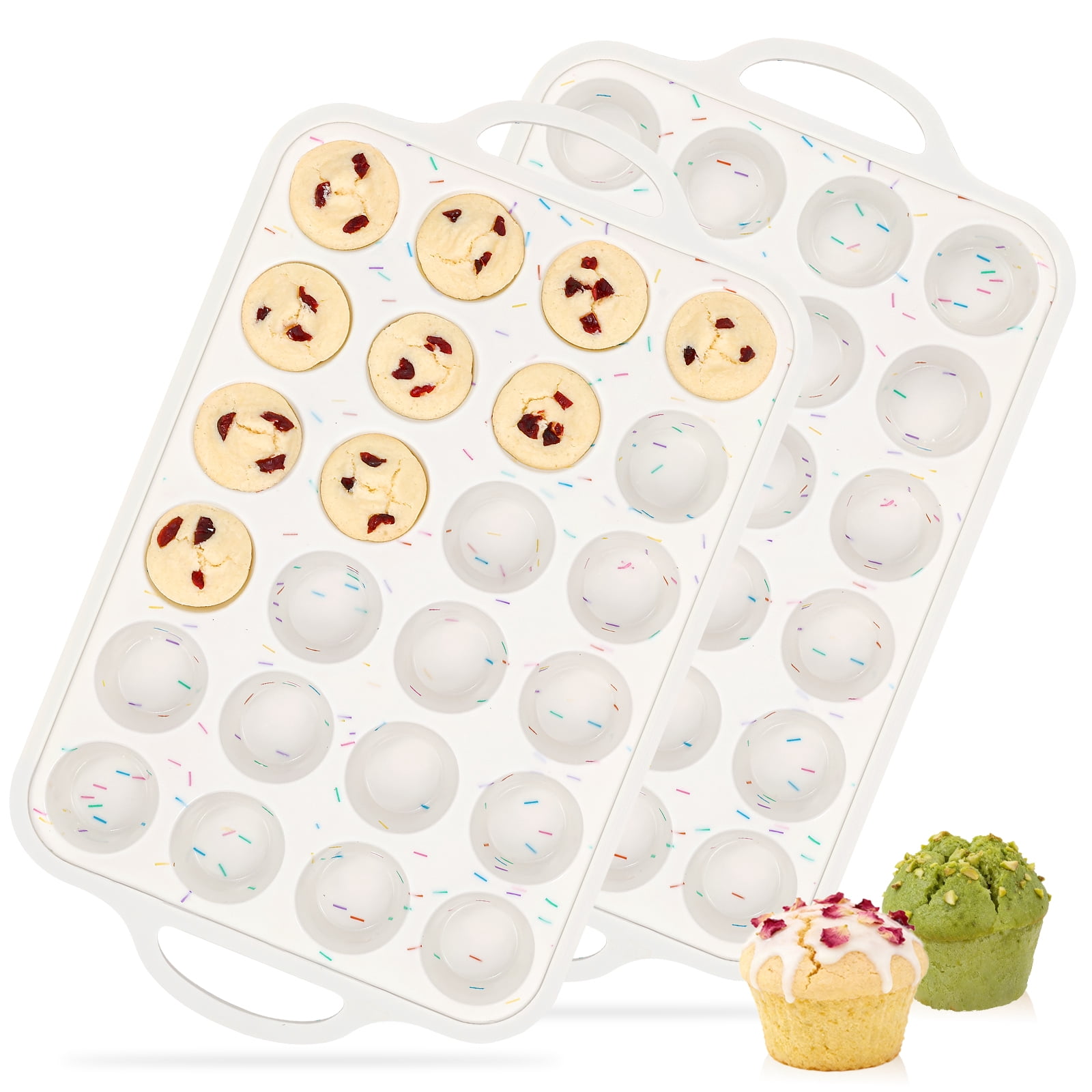 Mini Cupcake Pans, Metal Reinforced Frame Silicone Mini Muffin Pan ...