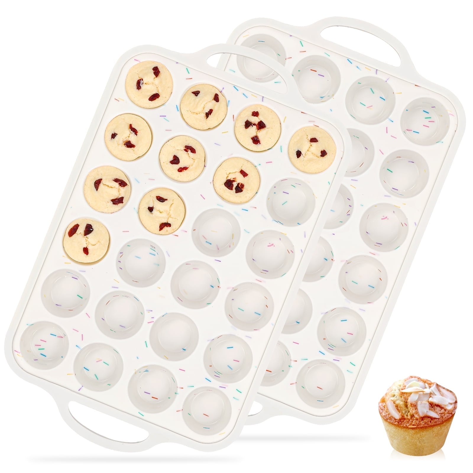 Mini Cupcake Pans, Metal Reinforced Frame Silicone Mini Muffin Pan ...
