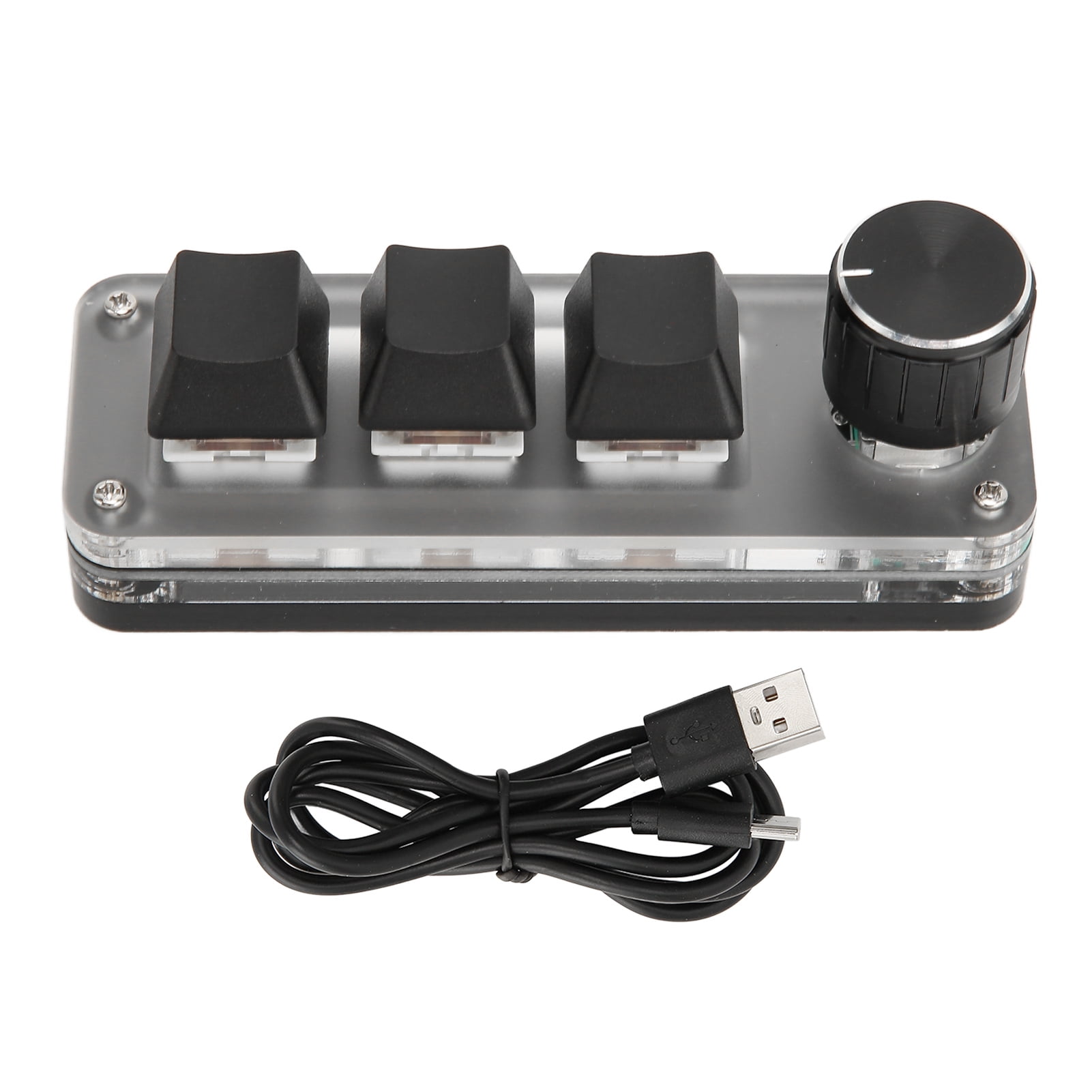 Mini Custom Keyboard 3 Keys Red Switch Shortcuts Plug and Play Backlit ...