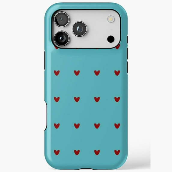 Mini Cute Dark Red Hearts Pattern iPhone Case 11 to 17 Pro Max ...