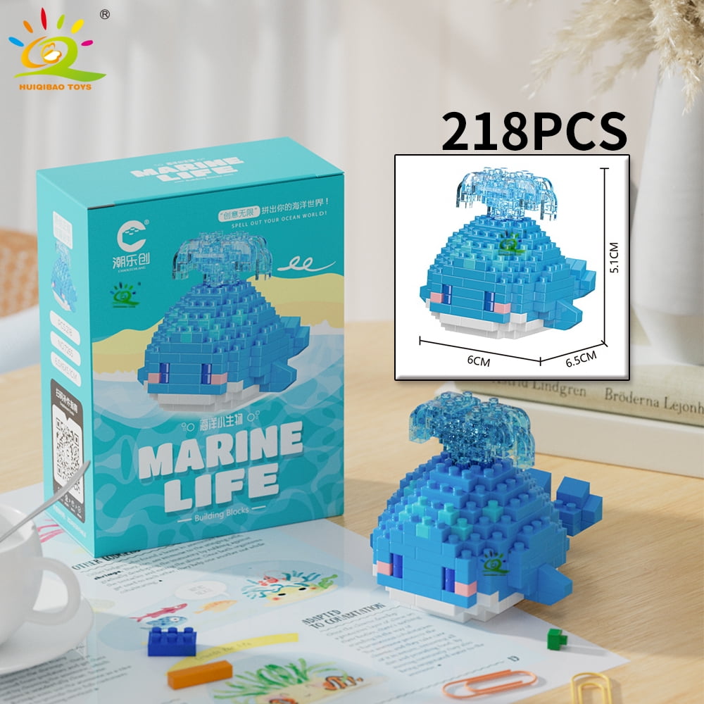 Mini Cute Shark Turtle Crab Sealife Animal Micro Building Block 3D ...