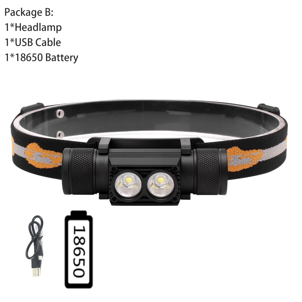 Mini D25 Dual Led Headlamp 6 Modes 5000Lm Powerful 18650 Rechargeable ...