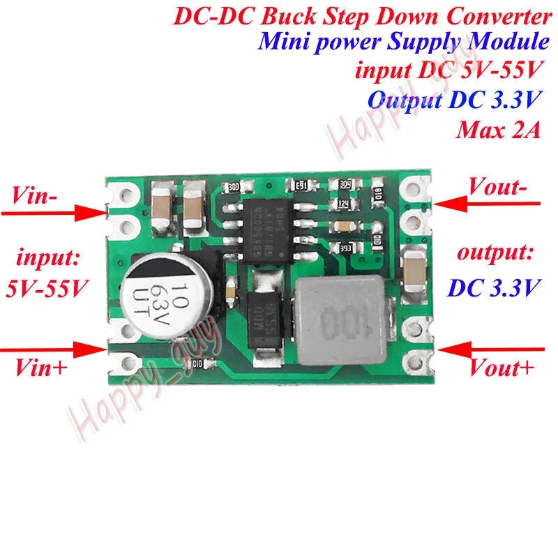 Mini DC-DC Buck Step Down Volta Converter PCB Board DC5V-55V To 3.3V 5V ...