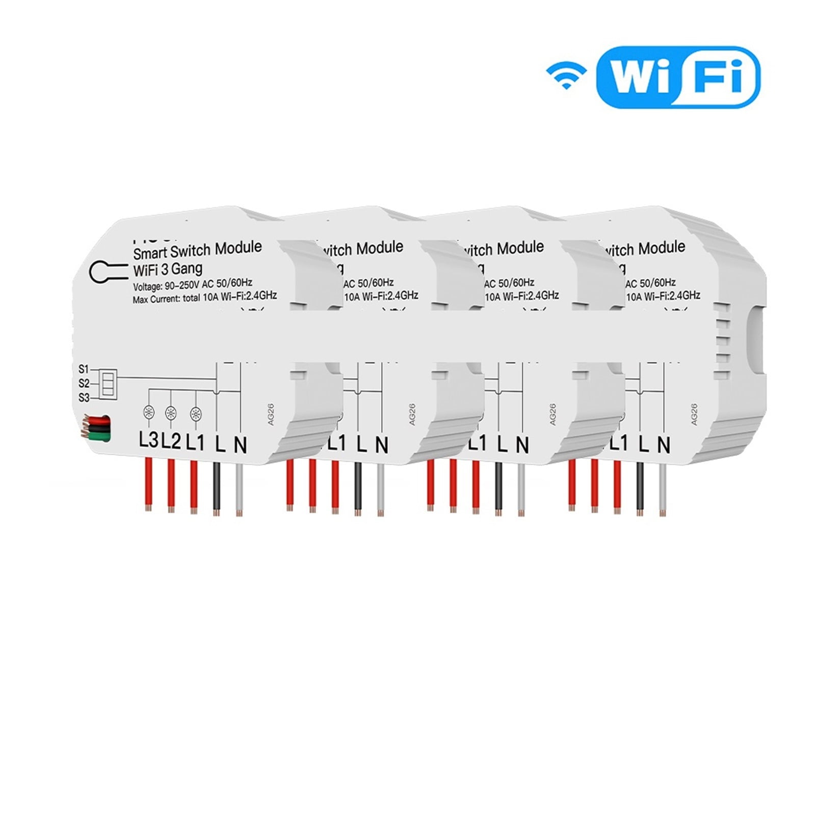 Mini DIY WiFi Smart Light Switch 3 Gang 1/2 Way Module Smart Control ...