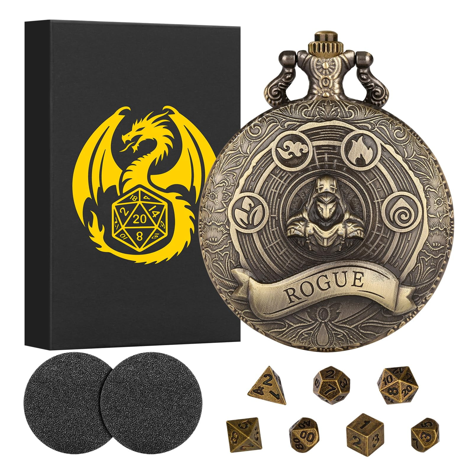 Mini DND Dice Set Steampunk Rogue Pocket Watch Shell Case, 7pcs ...