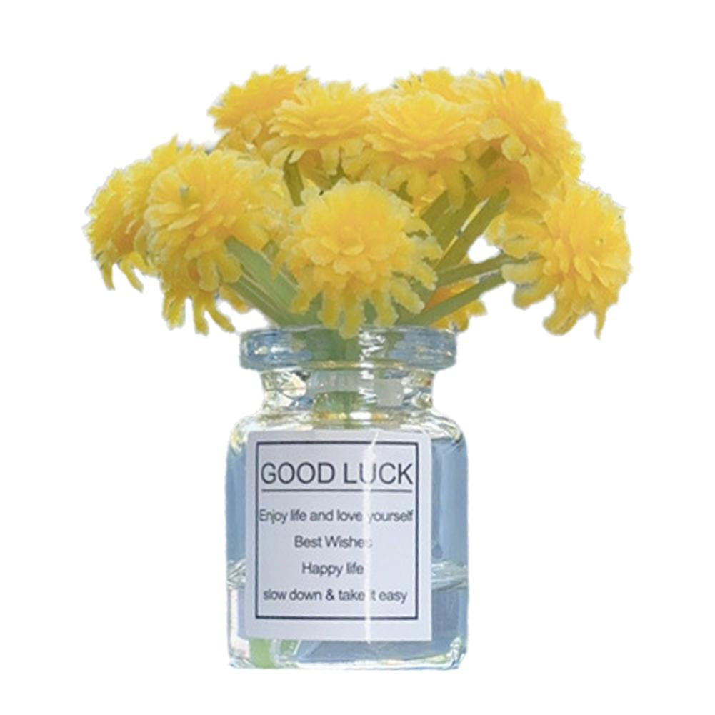 Mini Daisy Flowers in Glass Vase, Mini Rose Flower Vase Car Dashboard ...