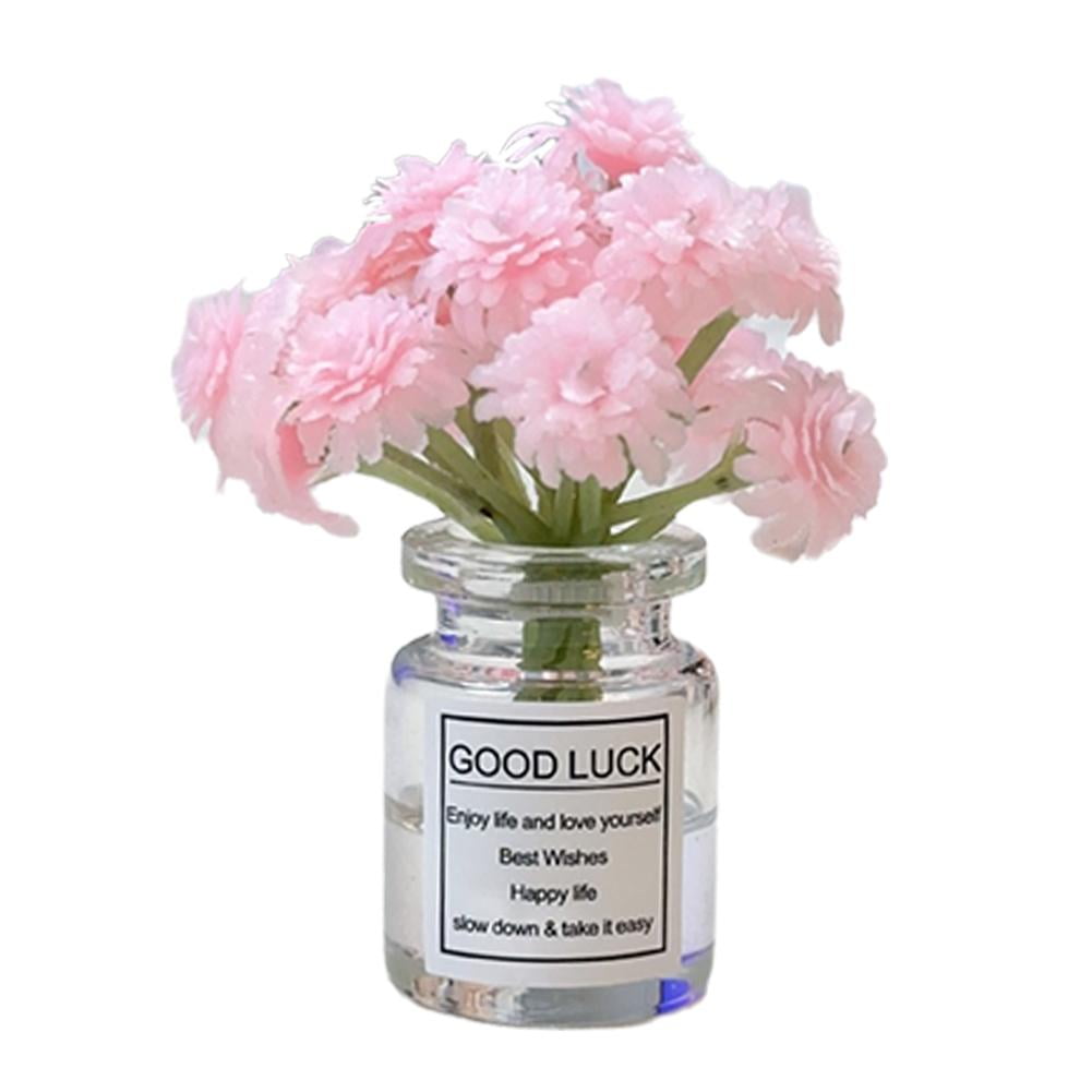 Mini Daisy Flowers in Glass Vase, Mini Rose Flower Vase Car Dashboard ...