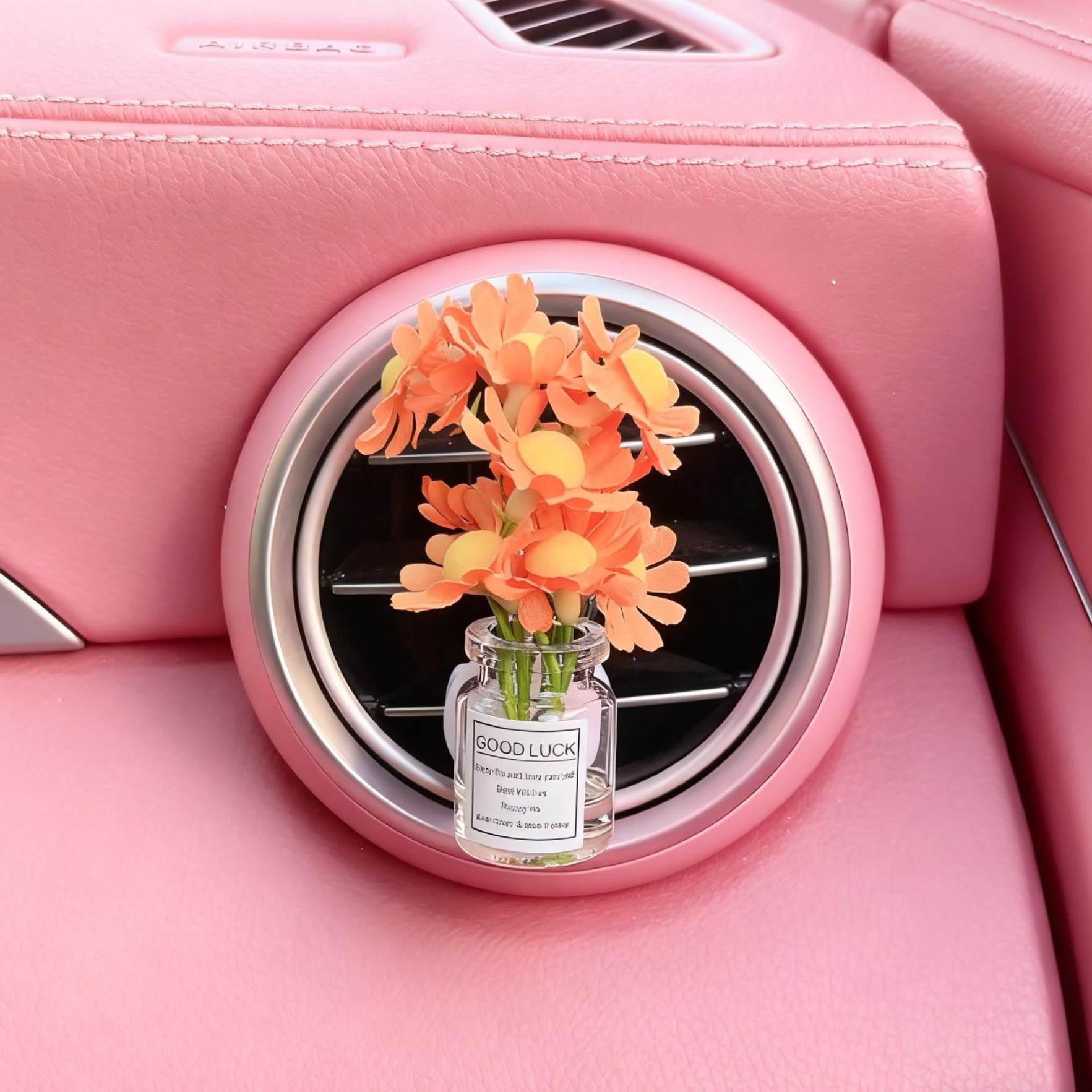 Mini Daisy Flowers in Glass Vase Cute Car Accessories for Rear View ...