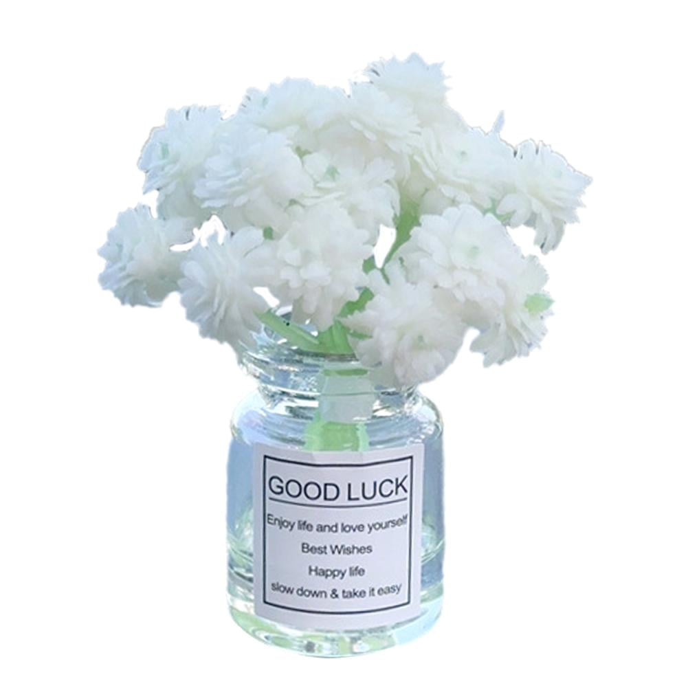 Mini Daisy Flowers in Glass Vase, Mini Rose Flower Vase Car Dashboard ...