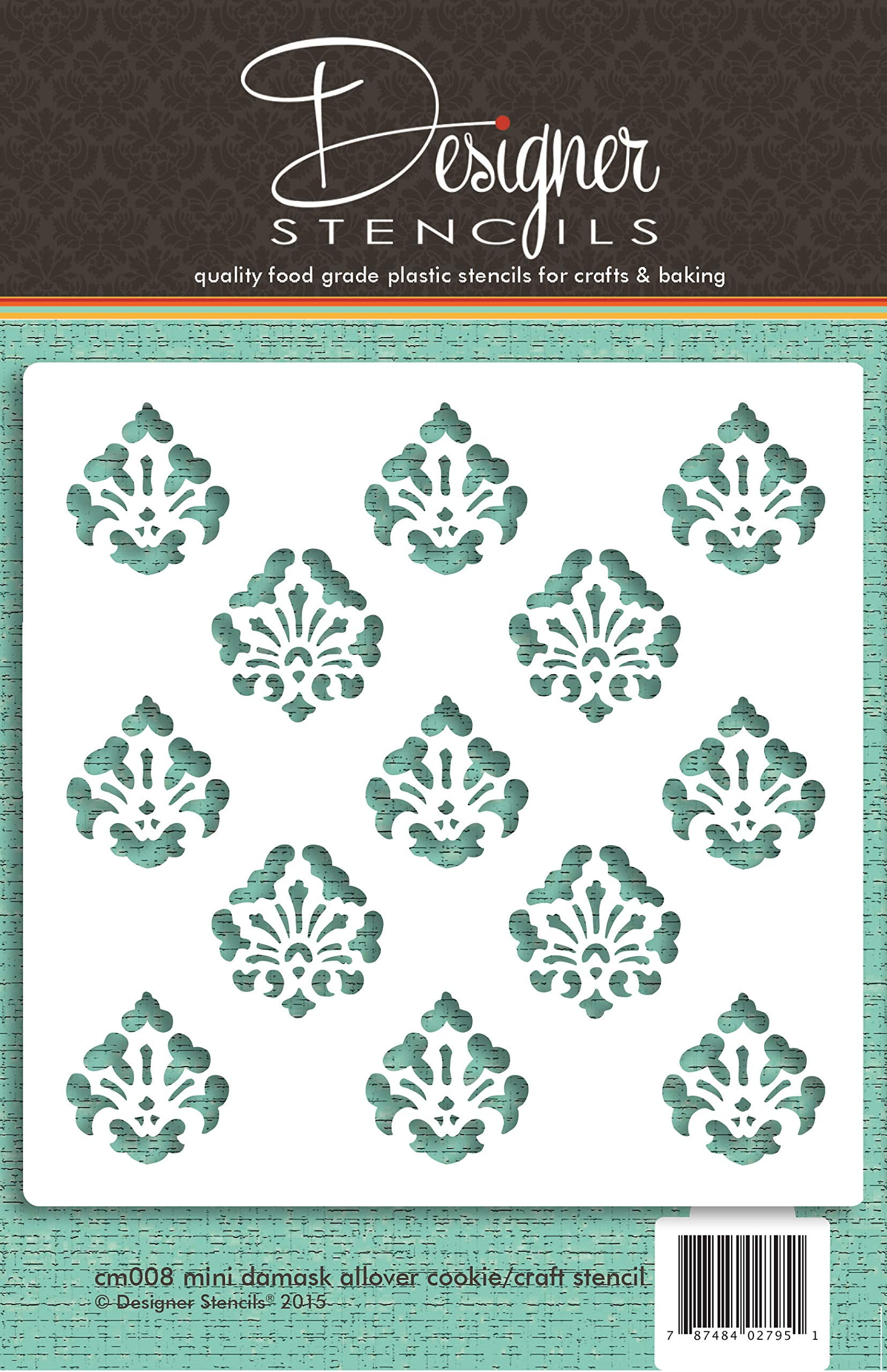 Mini Damask Allover Cookie and Craft Stencil by Designer Stencils ...