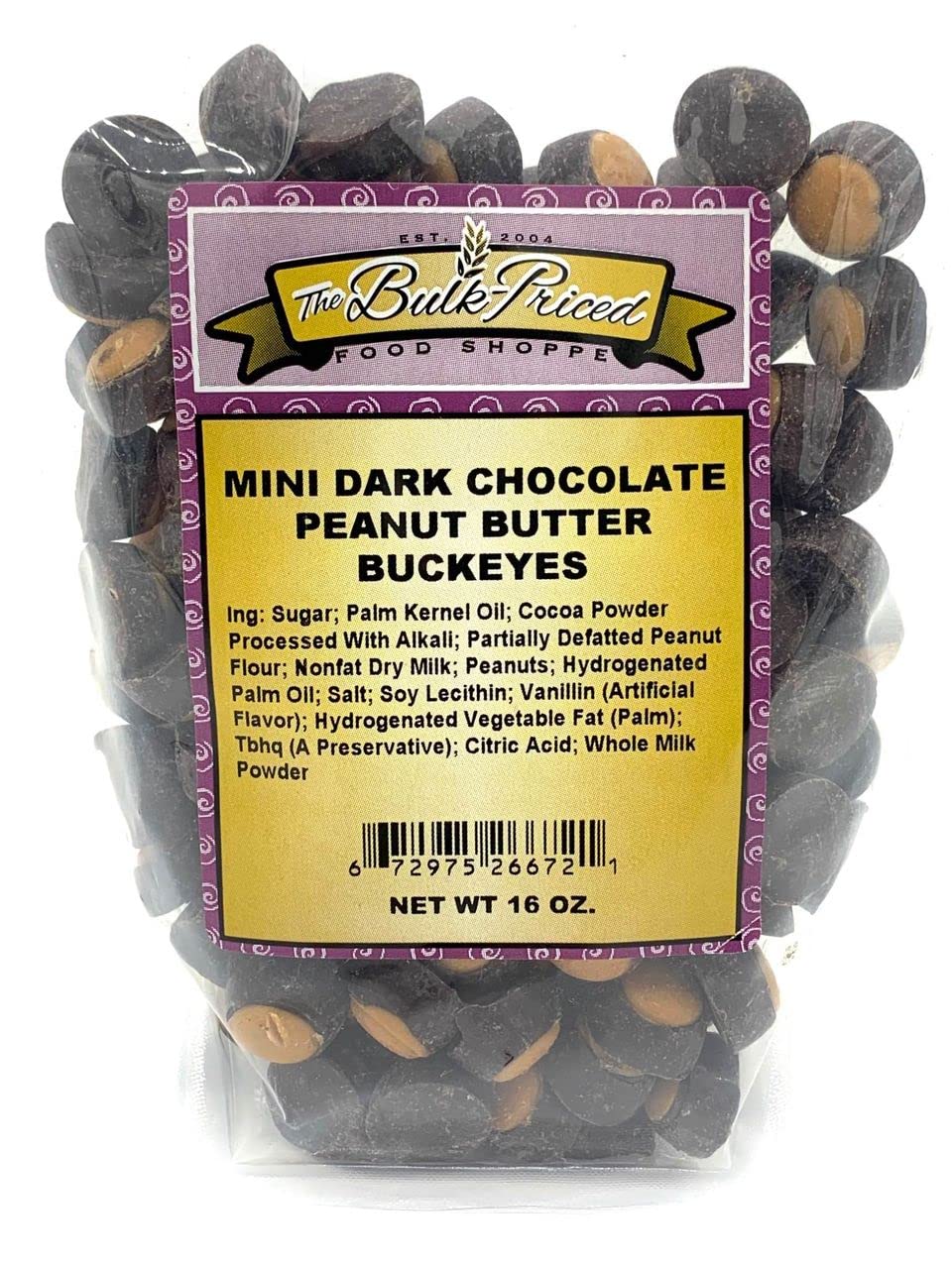 Mini Dark Chocolate Butter Buckeyes (1lb Resealable Zip Lock Stand Up ...