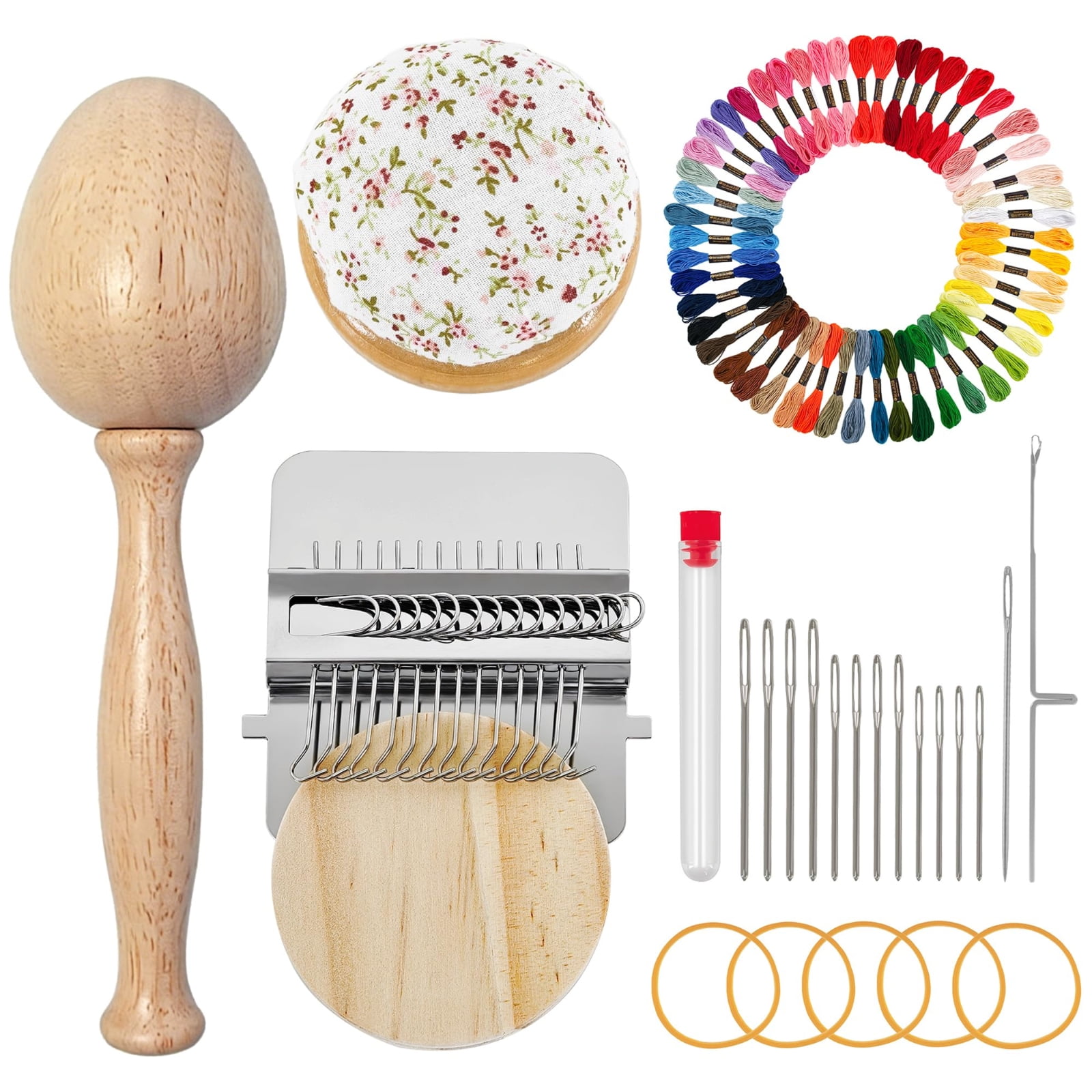 Mini Darning Loom,Mushroom Knit Patch Kit with 14 Hooks Small Weaving ...