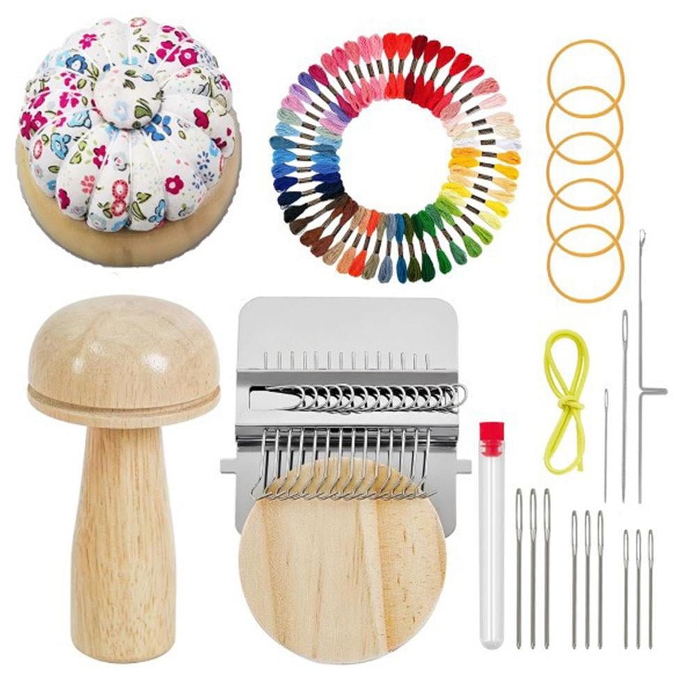 Mini Darning Loom,Mushroom Knit Patch Kit with Hooks Small Weaving Loom ...