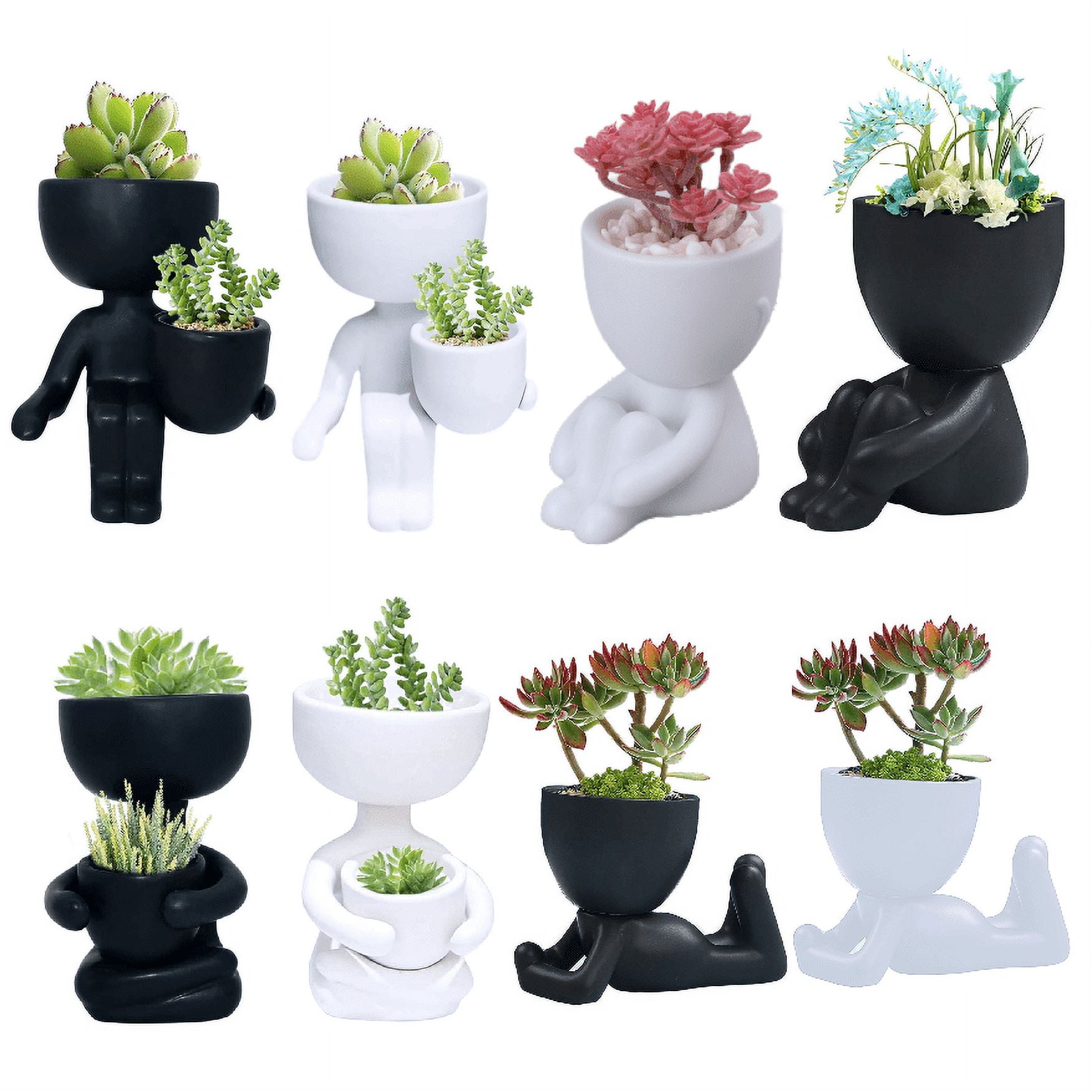 Mini Decorative Pots for Plants Human Shaped Ceramic Succulent Planters ...